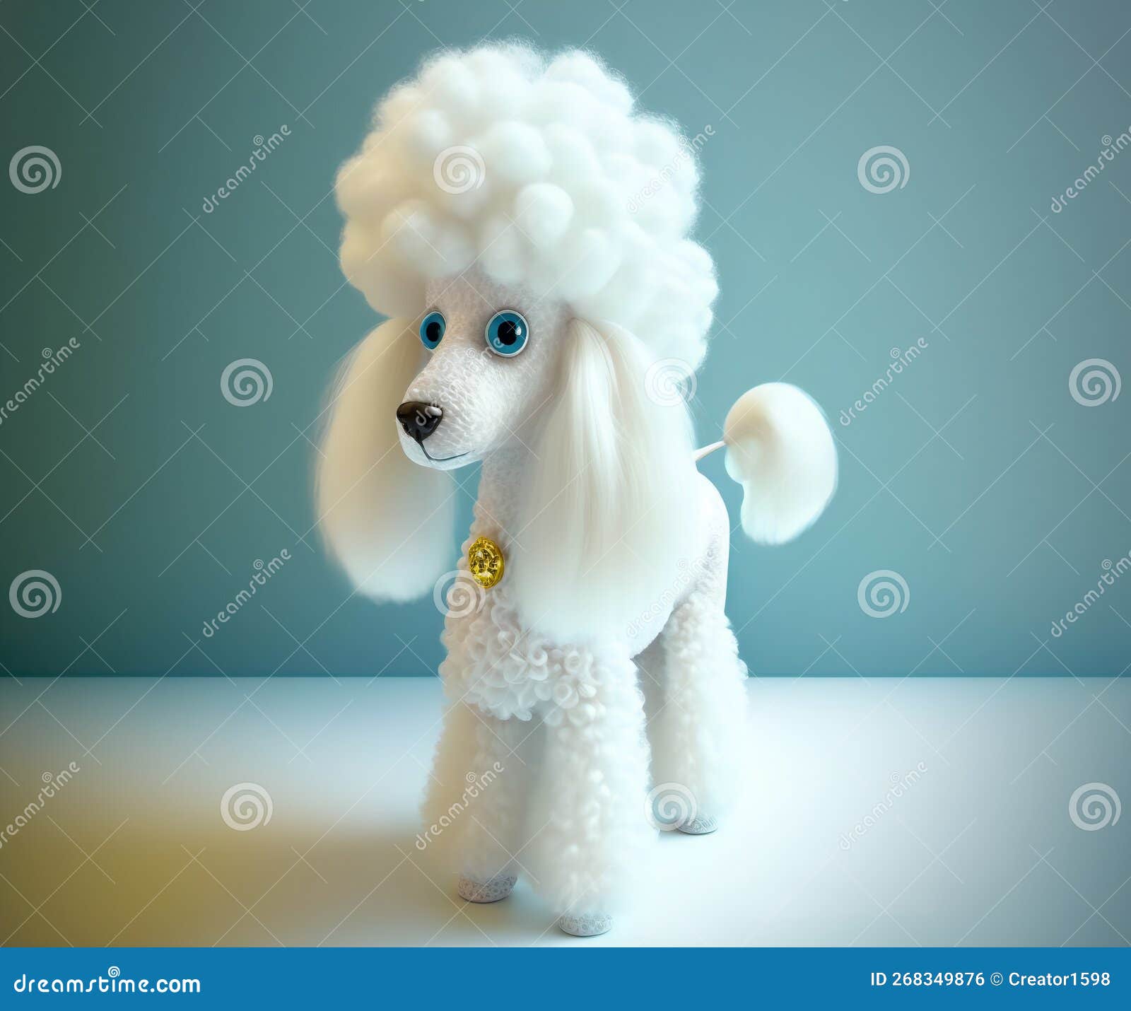 Toy Funny White Curly Poodle with Blue Eyes on a Light Background.AI ...