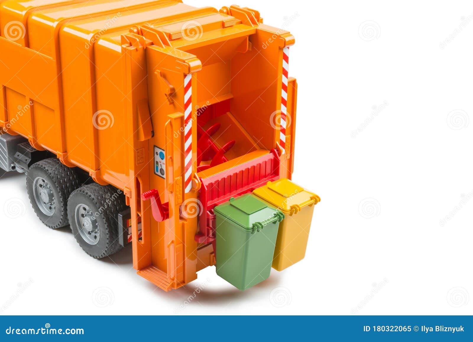 Toy Garbage Truck with Garbage Containers Stock Image - Image of ...