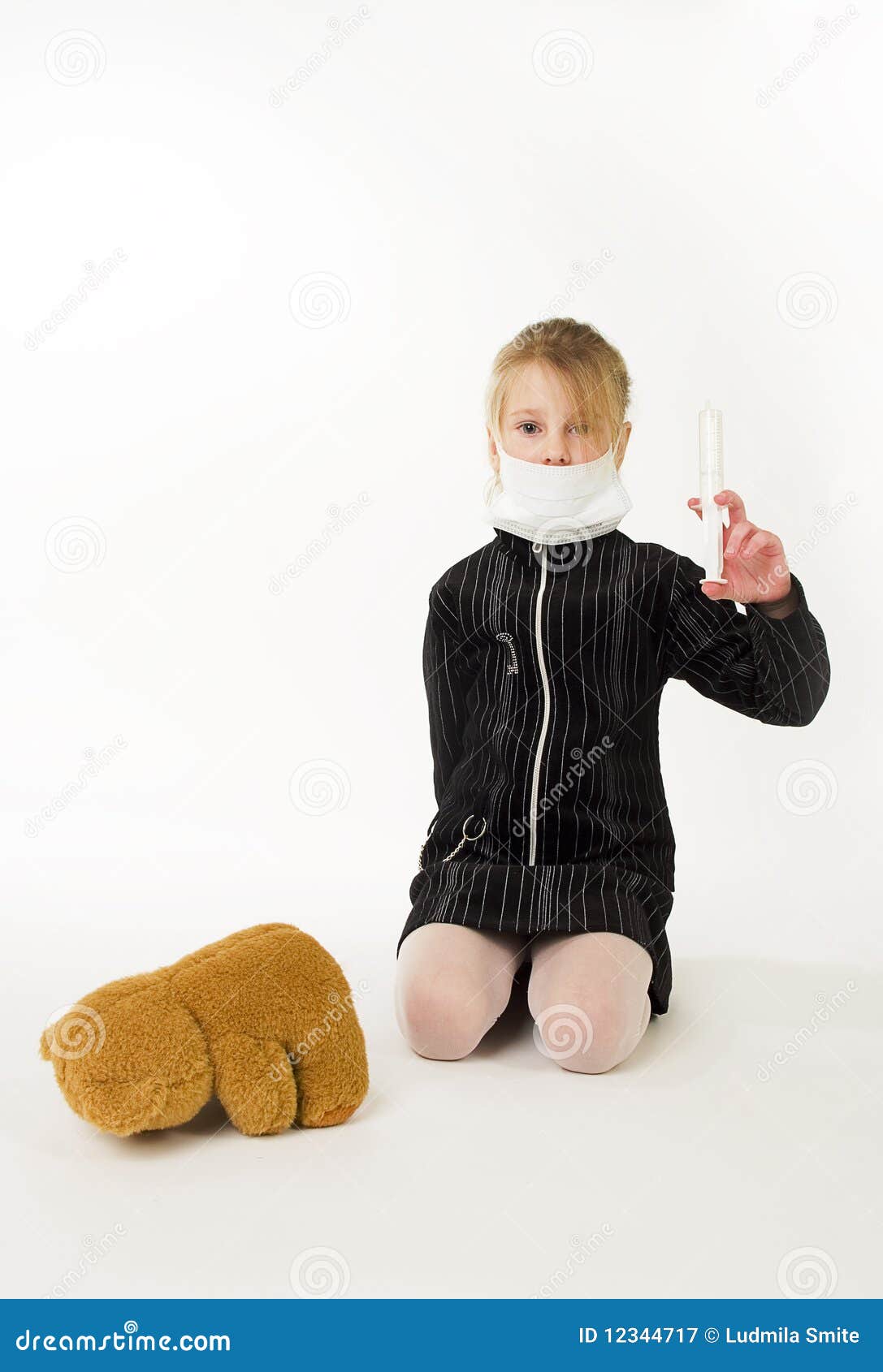 Toy and girl. stock image. Image of blond, patient, doctor - 12344717