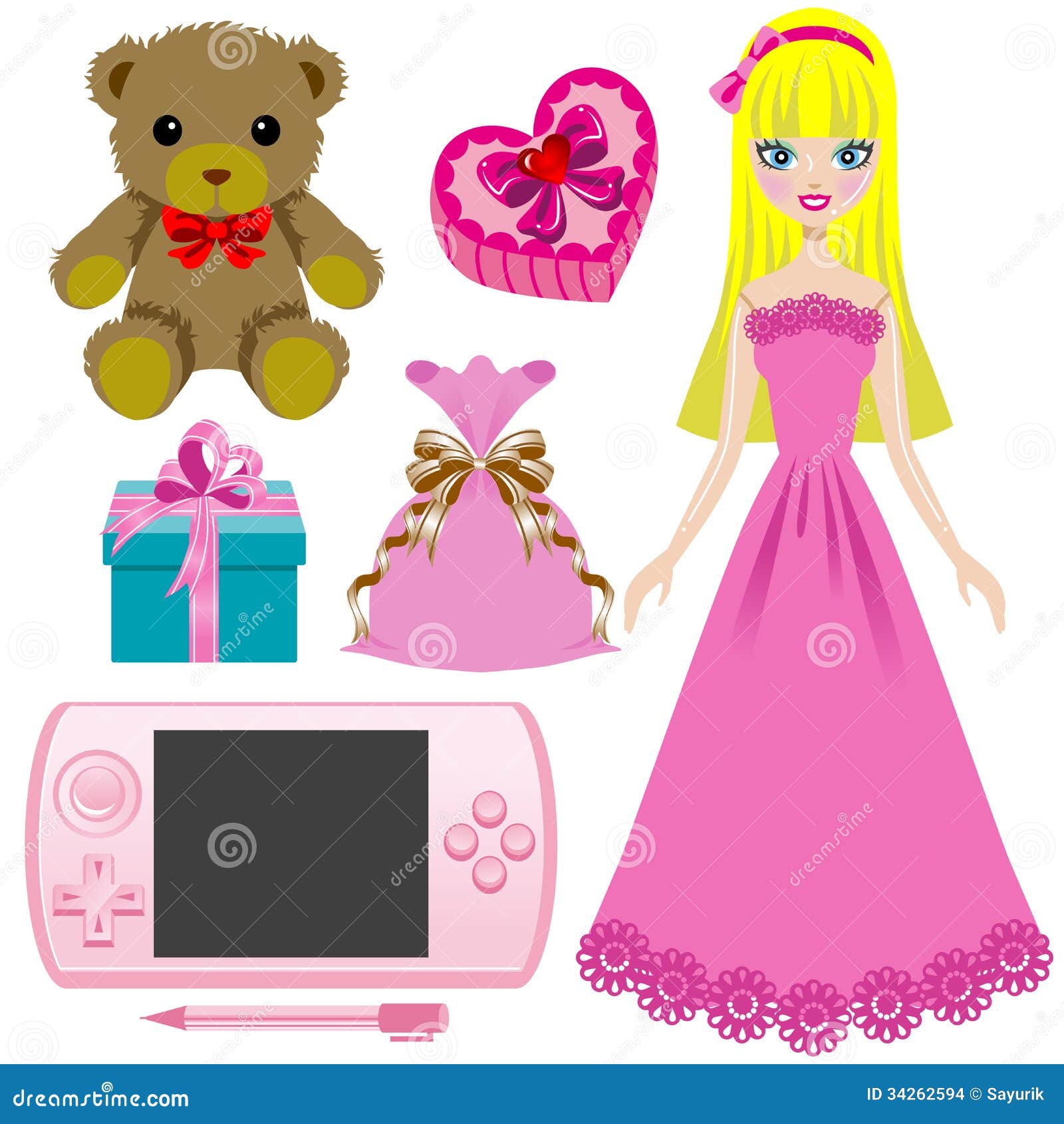 Toy for girls stock vector. Illustration of teddy, animal - 34262594