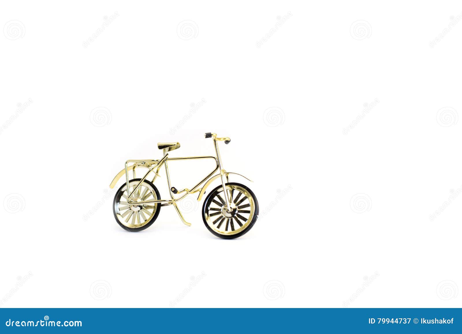 Toy Gold Bicycle. Isolated on White Background Stock Image - Image of ...