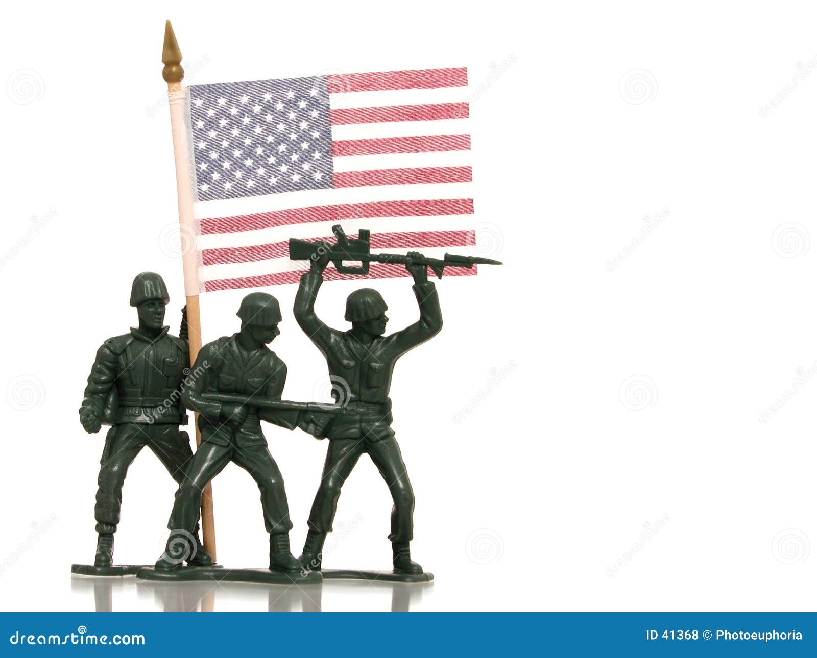 Toy Green Army Men with US Flag on White Stock Photo - Image of army ...