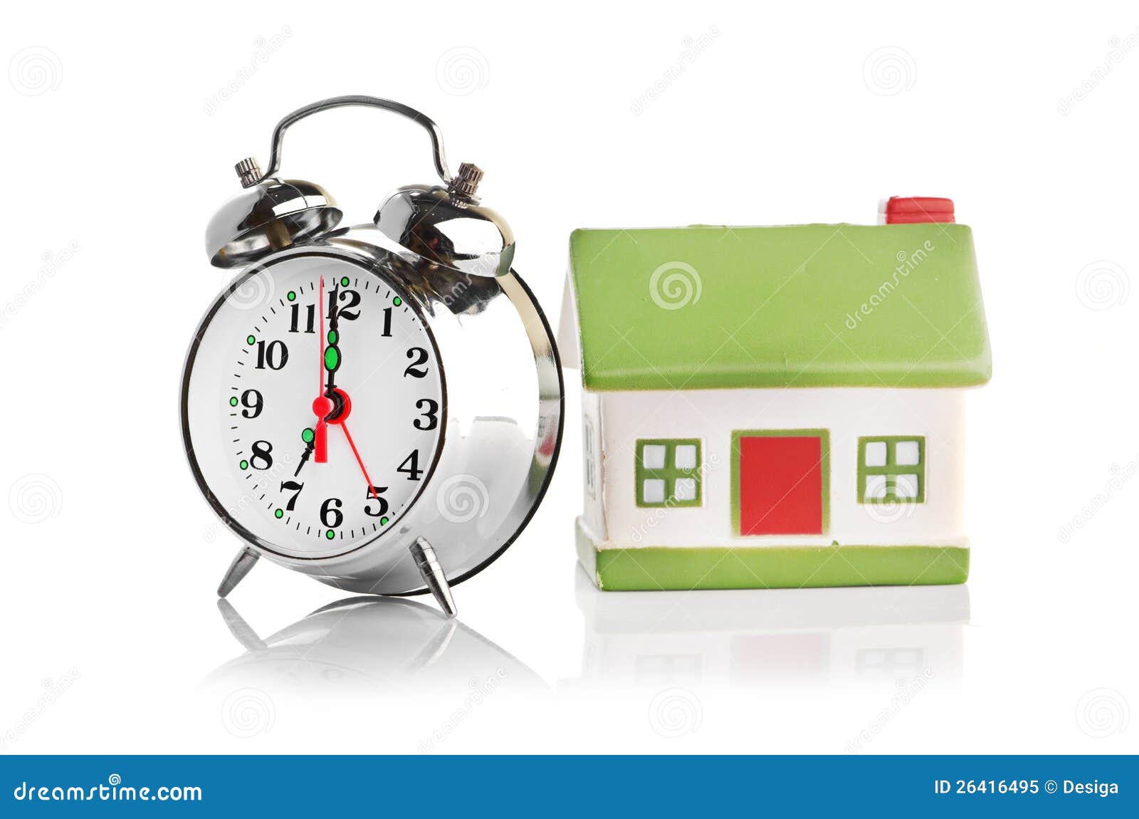 Toy House and alarm clock stock image. Image of ticking - 26416495