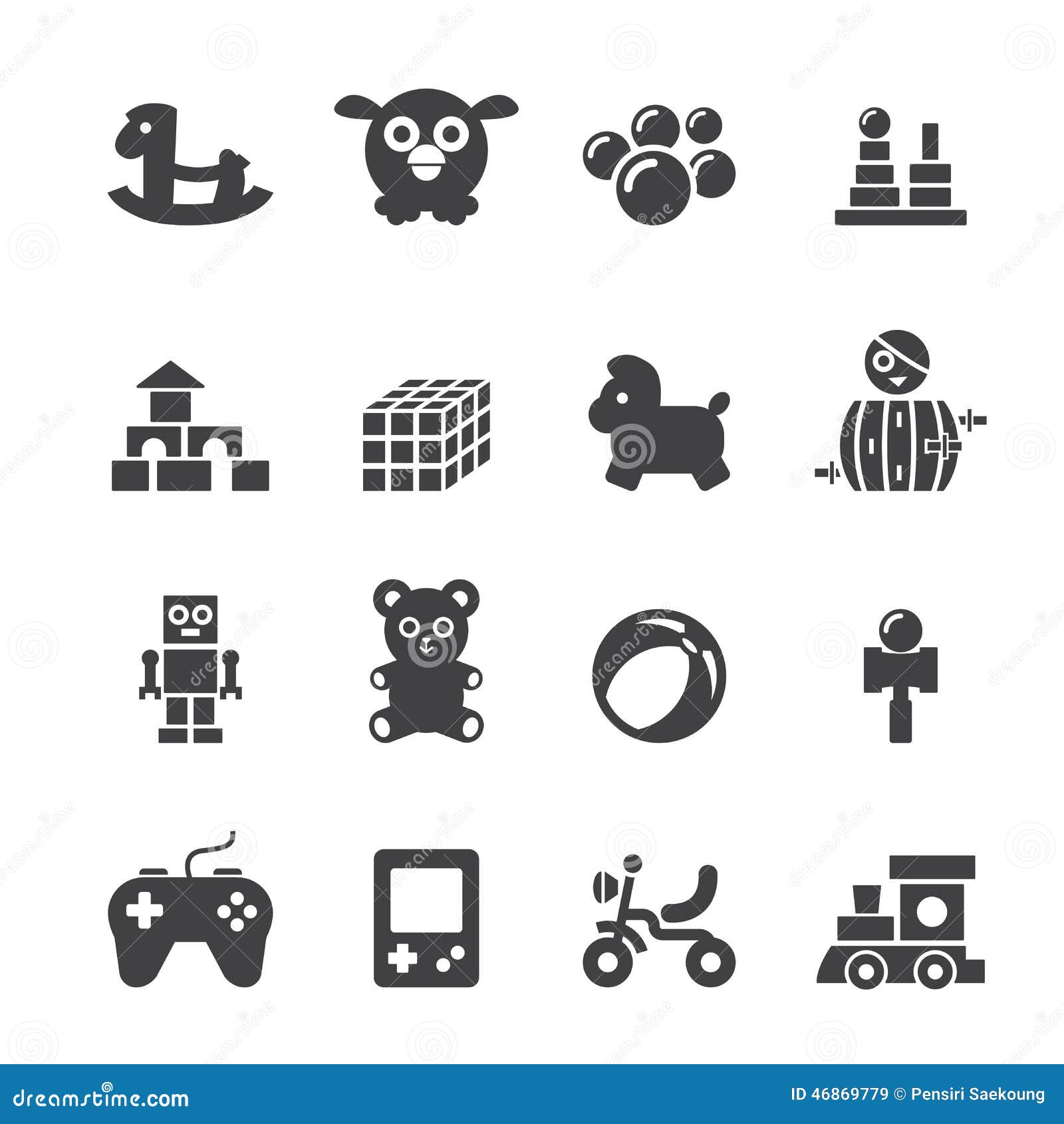 Toy icon set stock vector. Illustration of prize, ball - 46869779