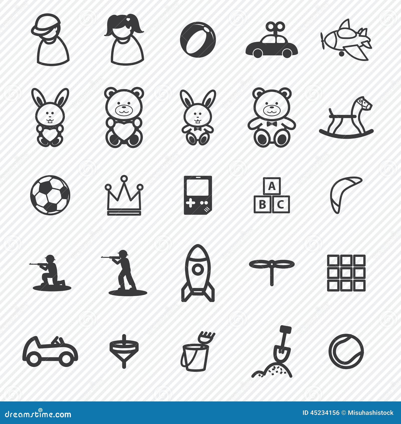 Toy icons set.illustration stock vector. Illustration of plane - 45234156