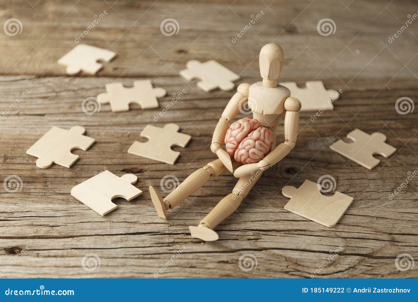 Toy Man Sits Depressed with a Puzzle. Despair and Desolation Stock ...