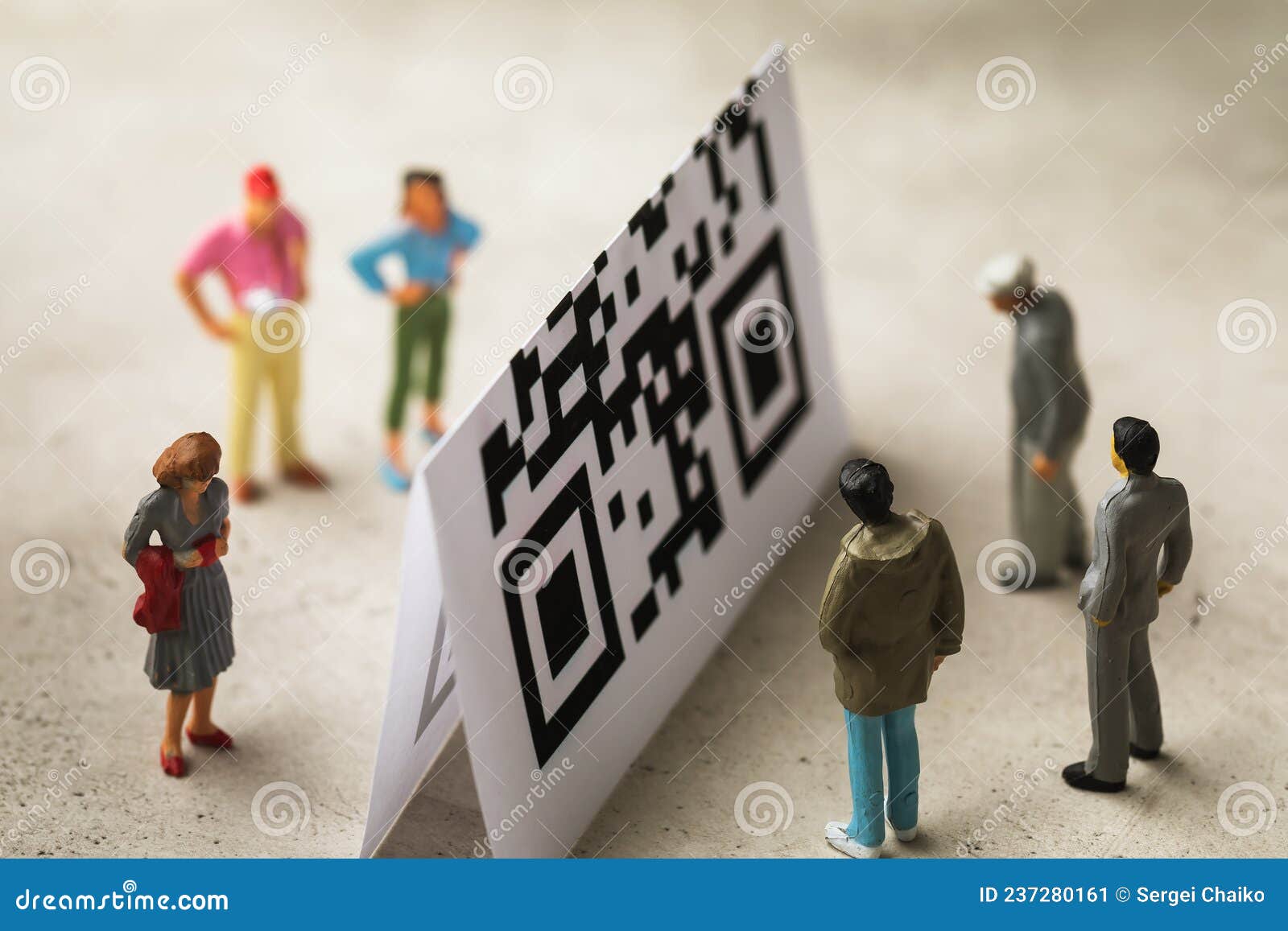 Toy Men Made of Plastic and a Sheet with a Barcode, the Concept of ...