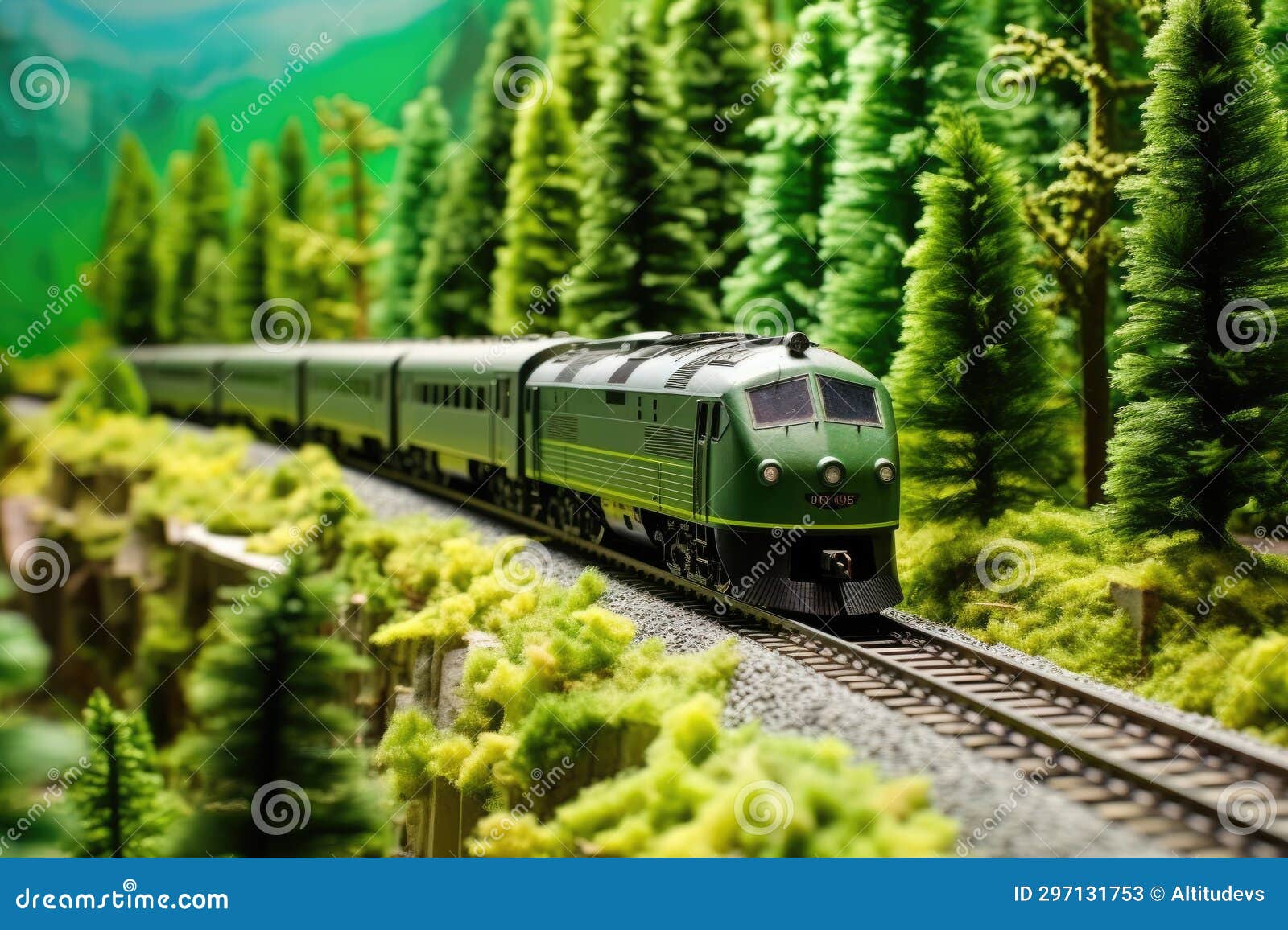 Toy Model Railroad on a Green Diorama Stock Image - Image of green ...
