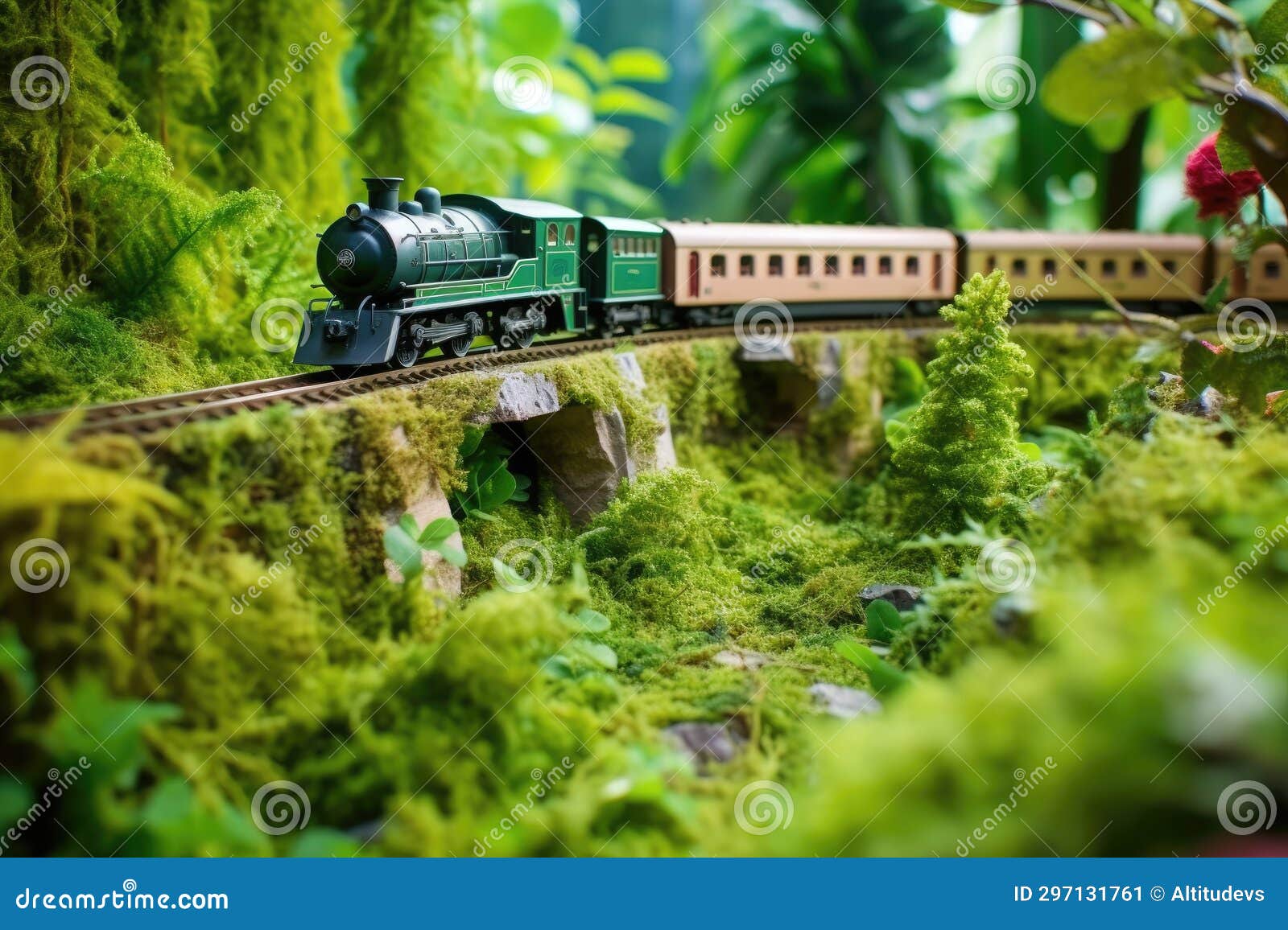 Toy Model Railroad on a Green Diorama Stock Image - Image of generated, model: 297131761