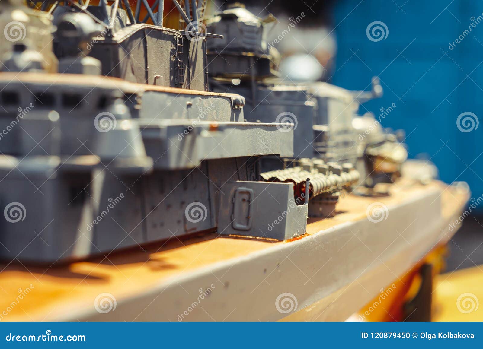Toy model of warship stock photo. Image of path, people - 120879450