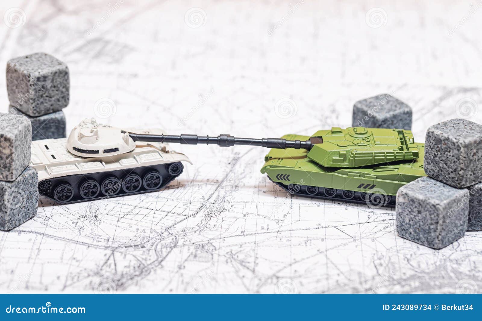 Toy Models of Tanks Jointly Attack Enemy Fortifications Stock Photo ...