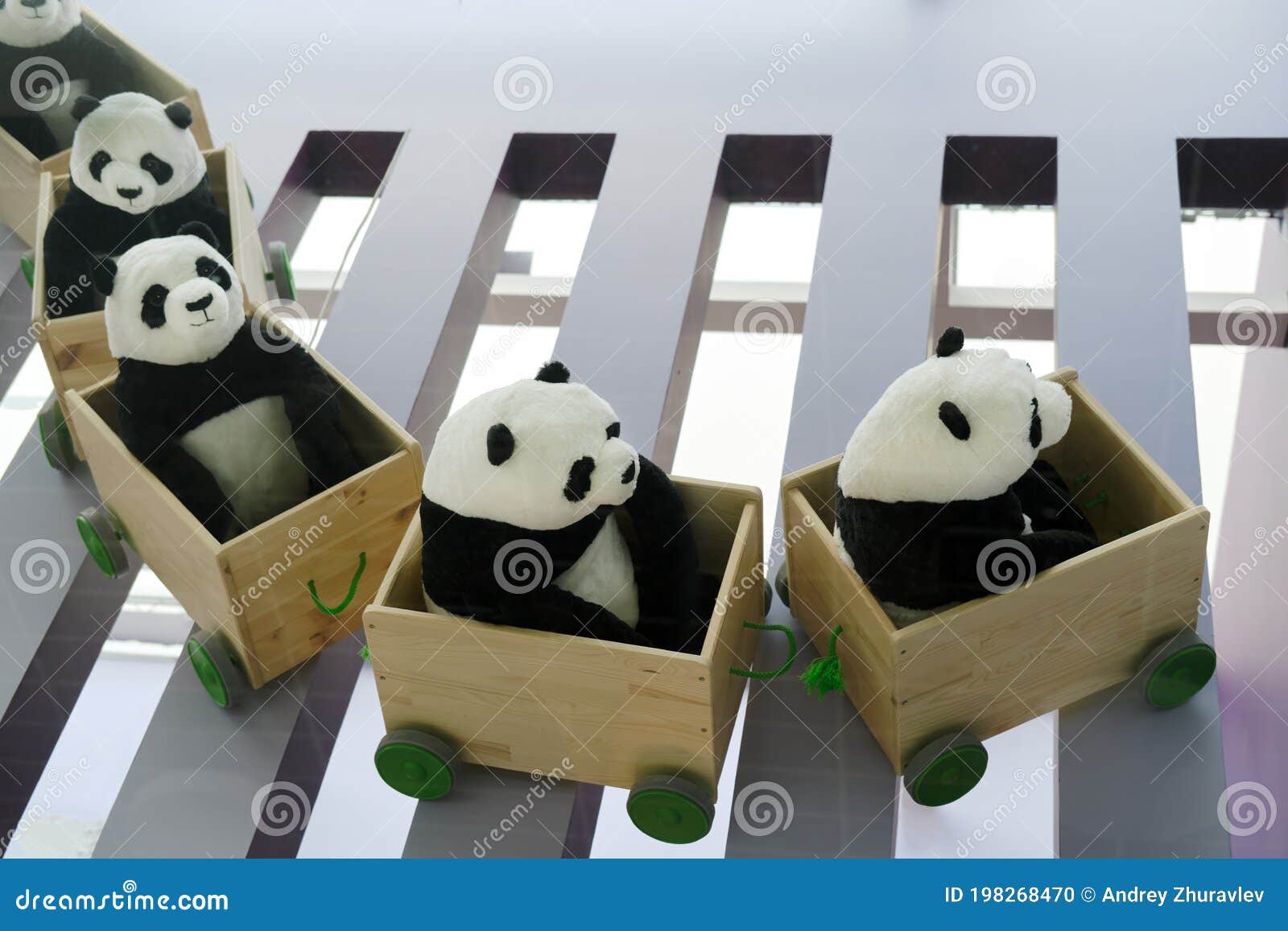 Toy Pandas Ride in a Train Car. Pandas in Clapboards Stock Photo ...