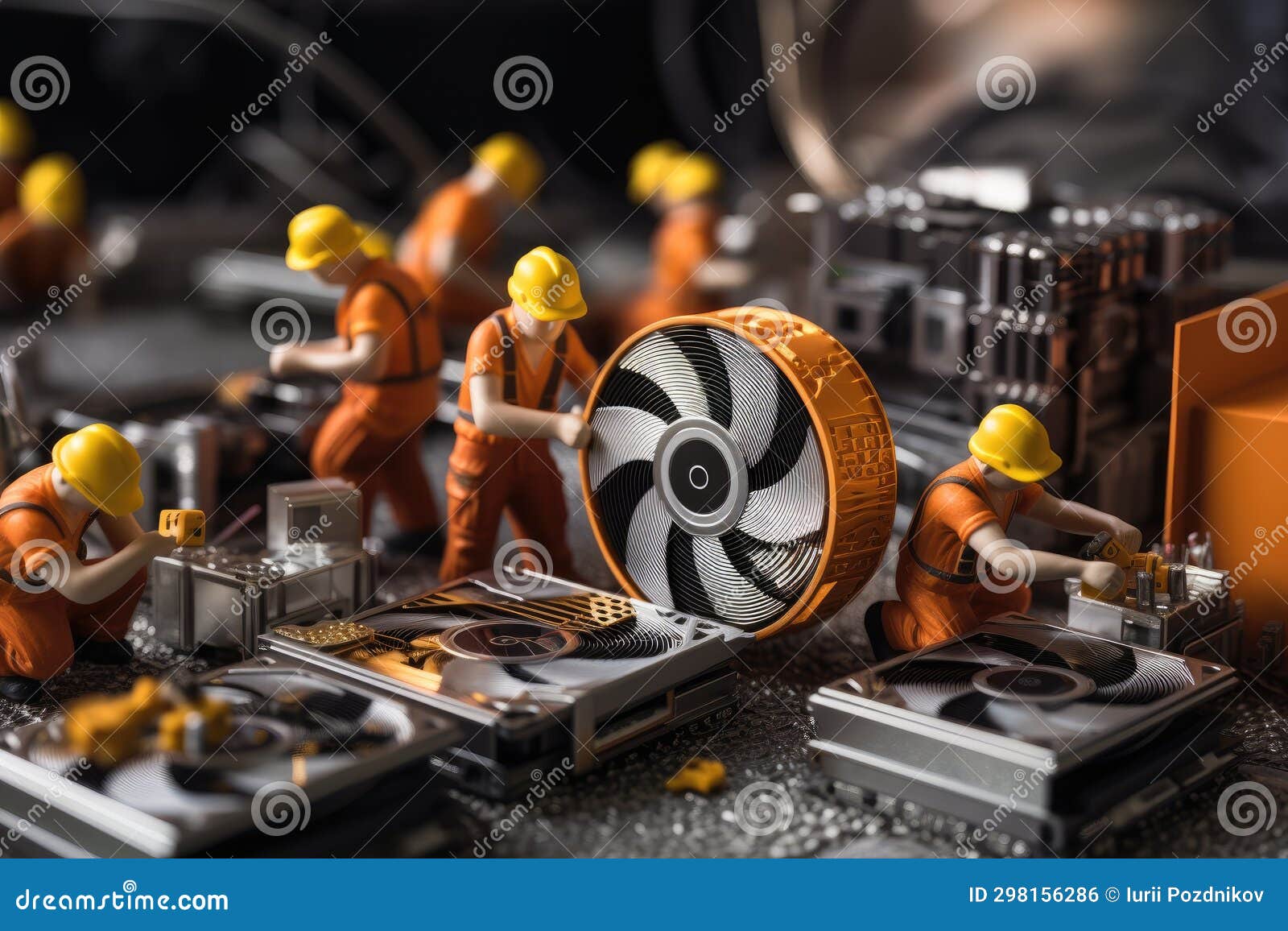 Toy People Set Up a Computer from the Inside. Stock Photo - Image of ...