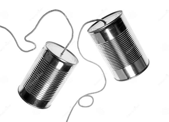 Toy Phone Made from Two Cans and a String Stock Image - Image of white ...