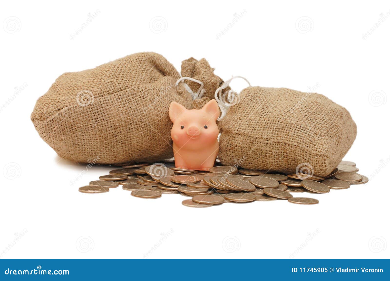 Toy pig with bags of money stock image. Image of bags - 11745905
