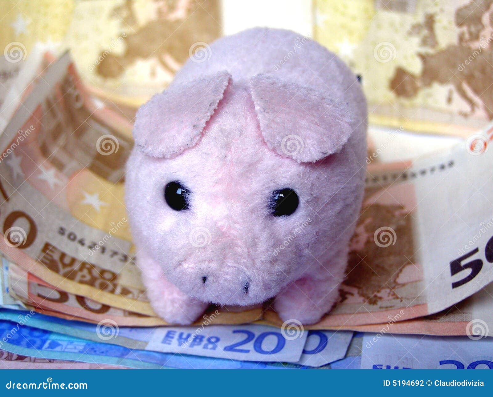 Toy pig with money stock photo. Image of euro, notes, banking - 5194692