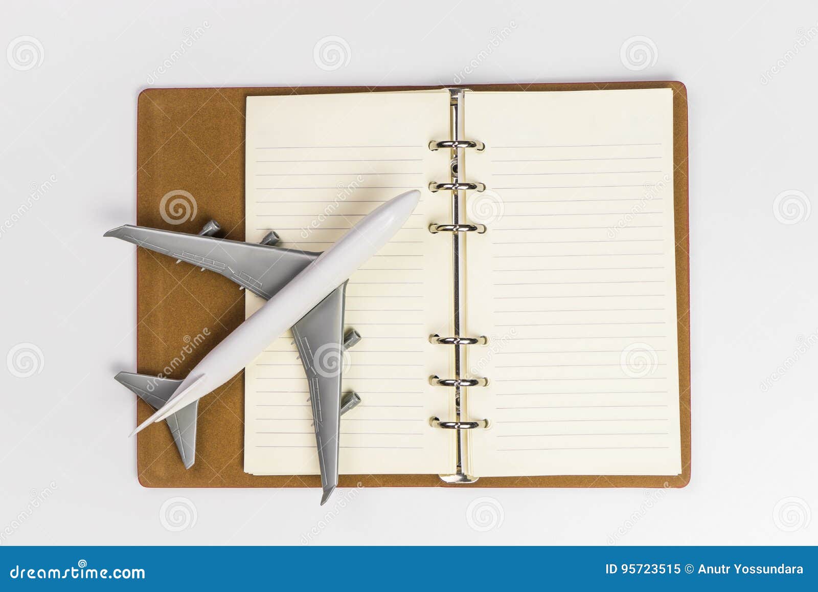 Toy Plane on Blank Notebook for Travel Diary Stock Image - Image of ...
