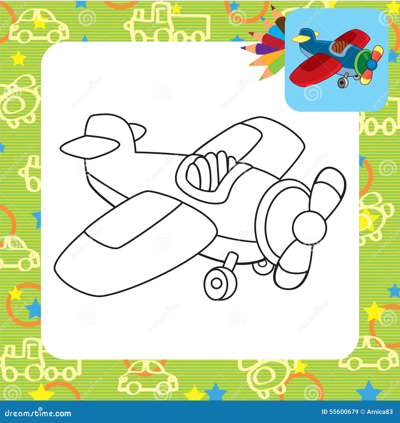 Toy Plane. Coloring Page Cartoon Vector | CartoonDealer.com #55600679