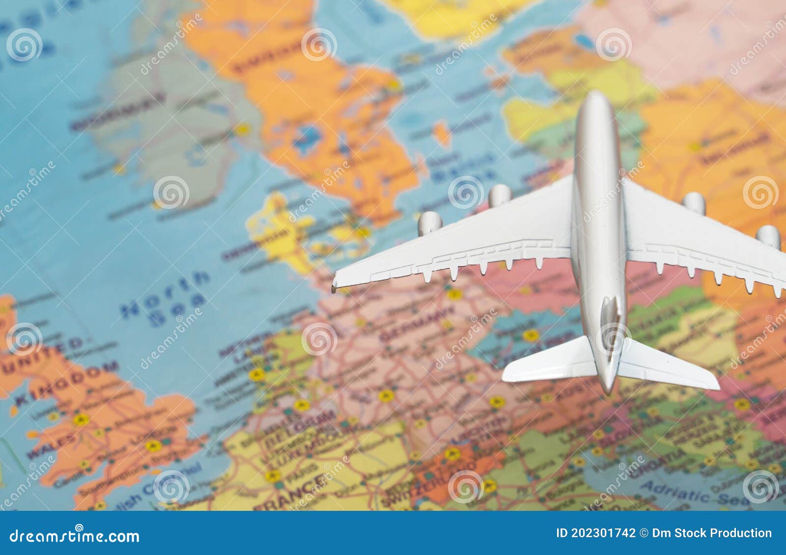 Plane Flying Over the Europe Map Stock Photo - Image of symbol, world ...