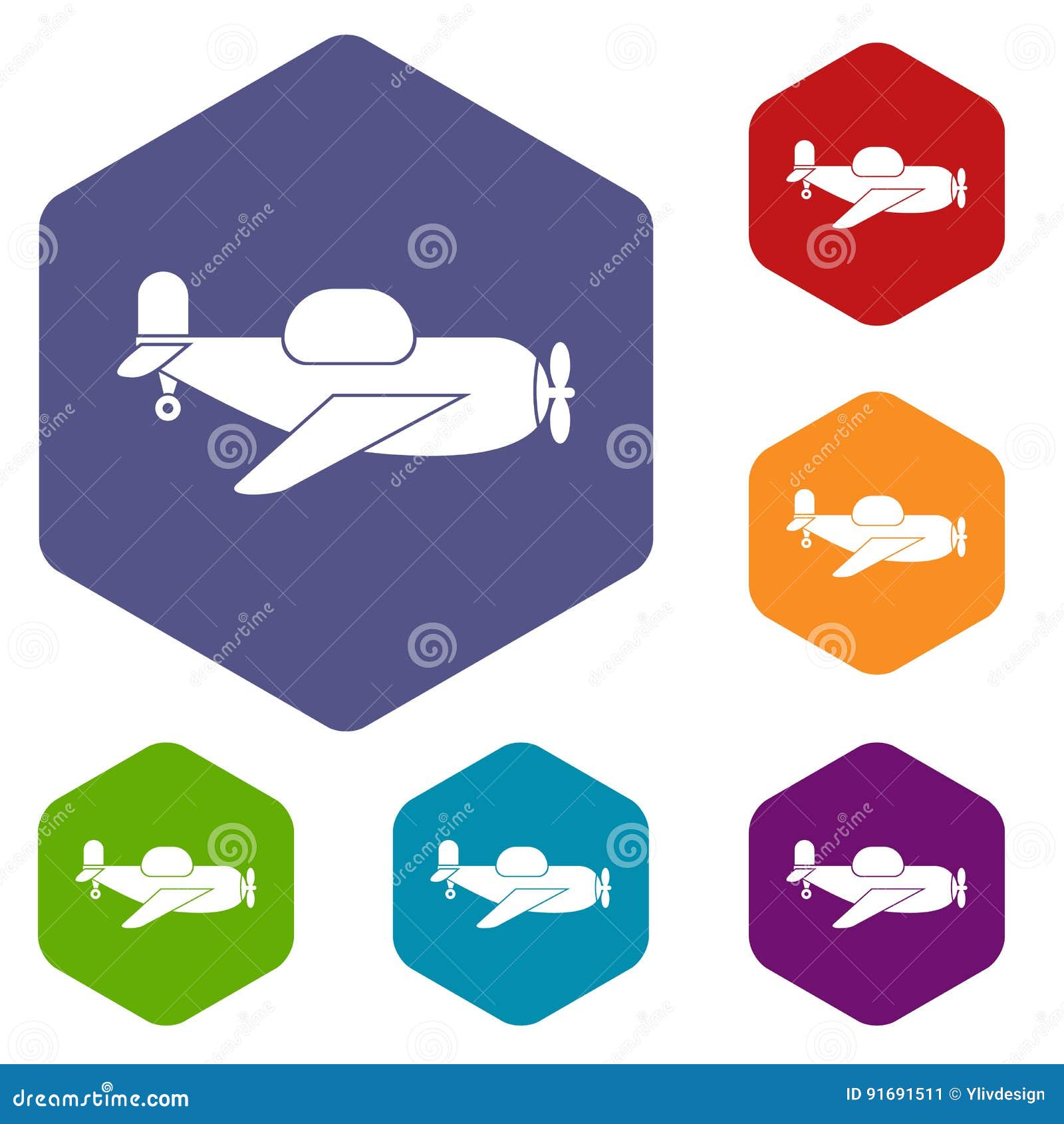 Toy Plane Icons Set Hexagon Stock Vector - Illustration of flight ...