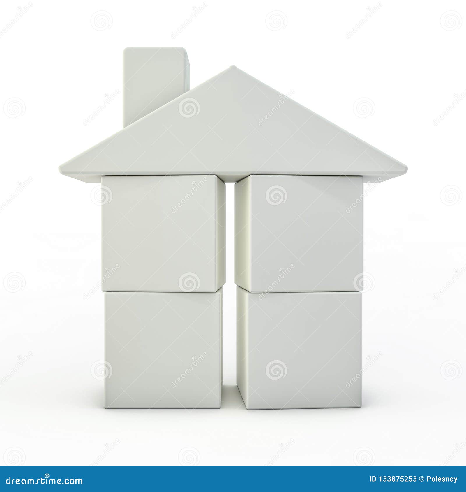Toy Plastic House Model on White. 3D Stock Illustration - Illustration ...