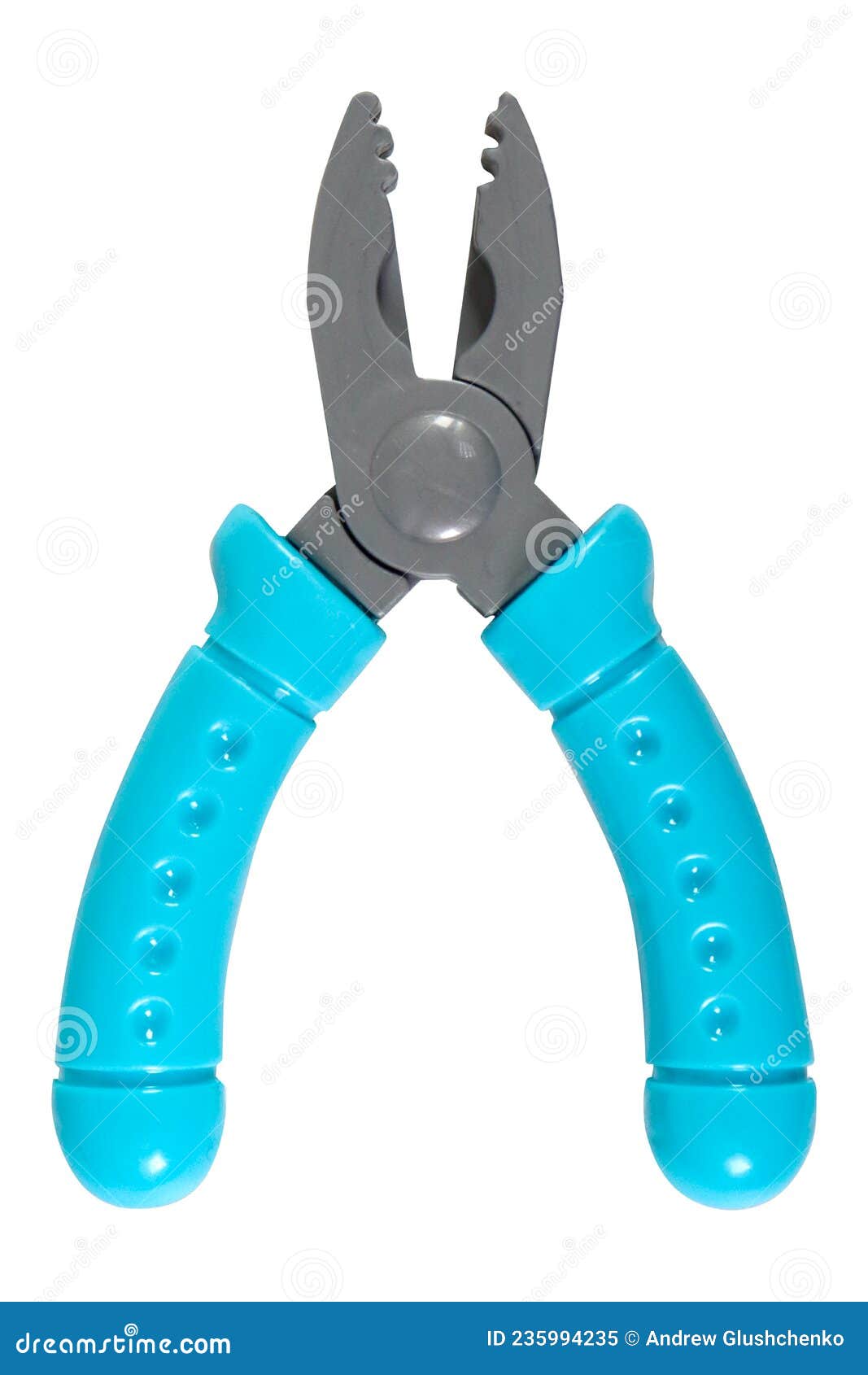 Toy Plastic Pliers with a Blue Handle on a White Background, Isolated ...