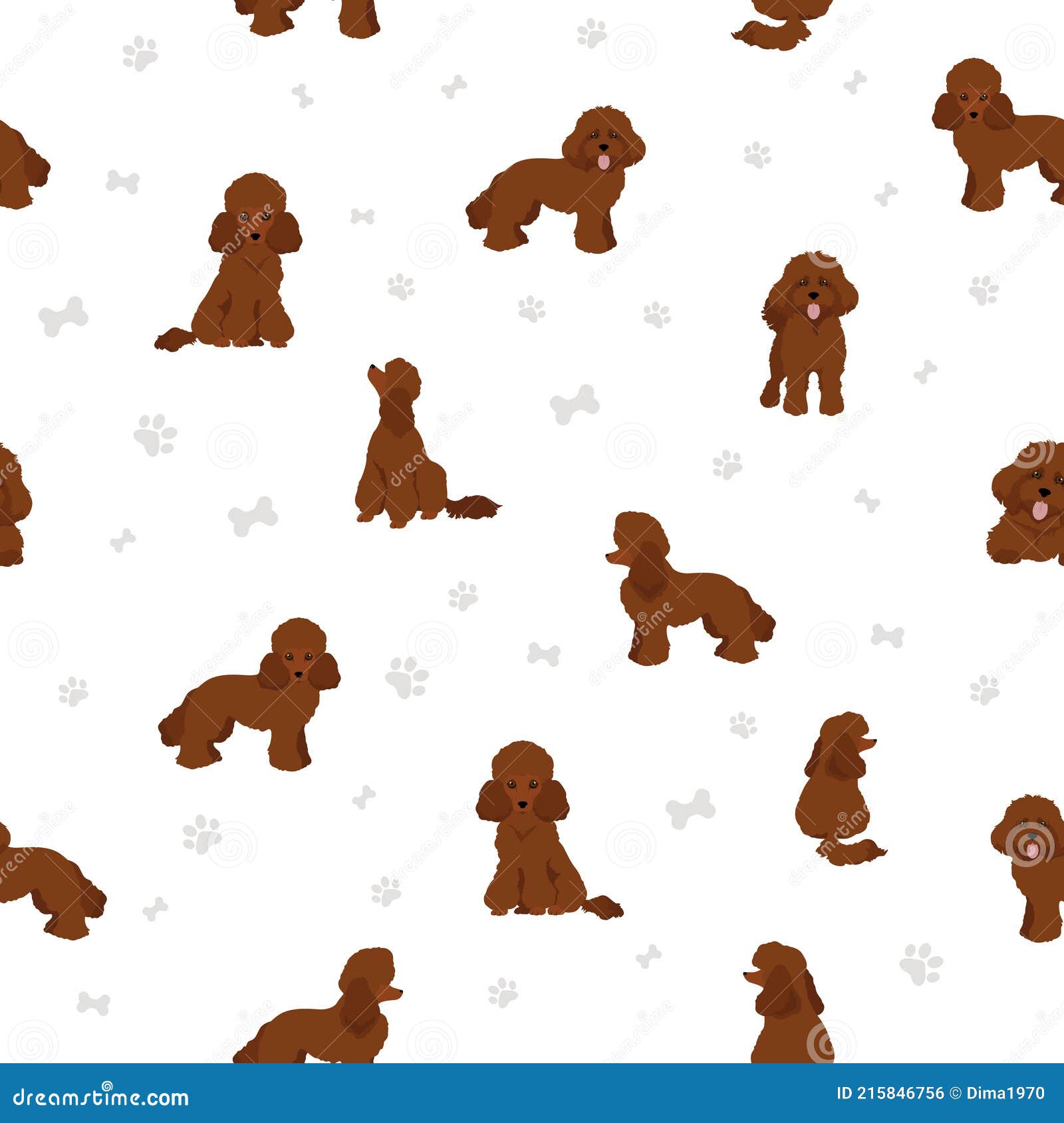 Toy Poodle Seamless Pattern Stock Vector - Illustration of color, hund ...