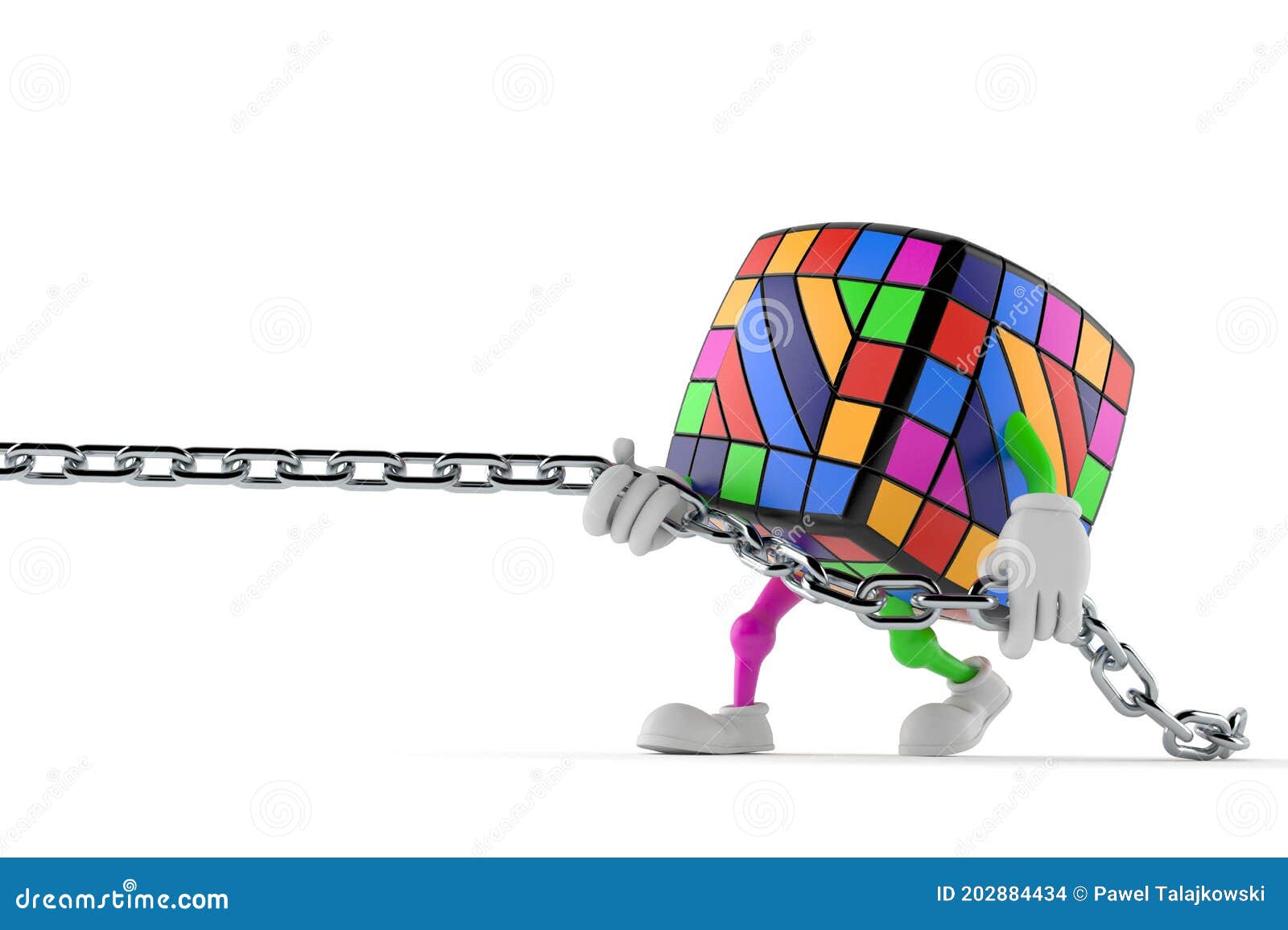 Toy Puzzle Character Pulling Chain Stock Illustration - Illustration of ...