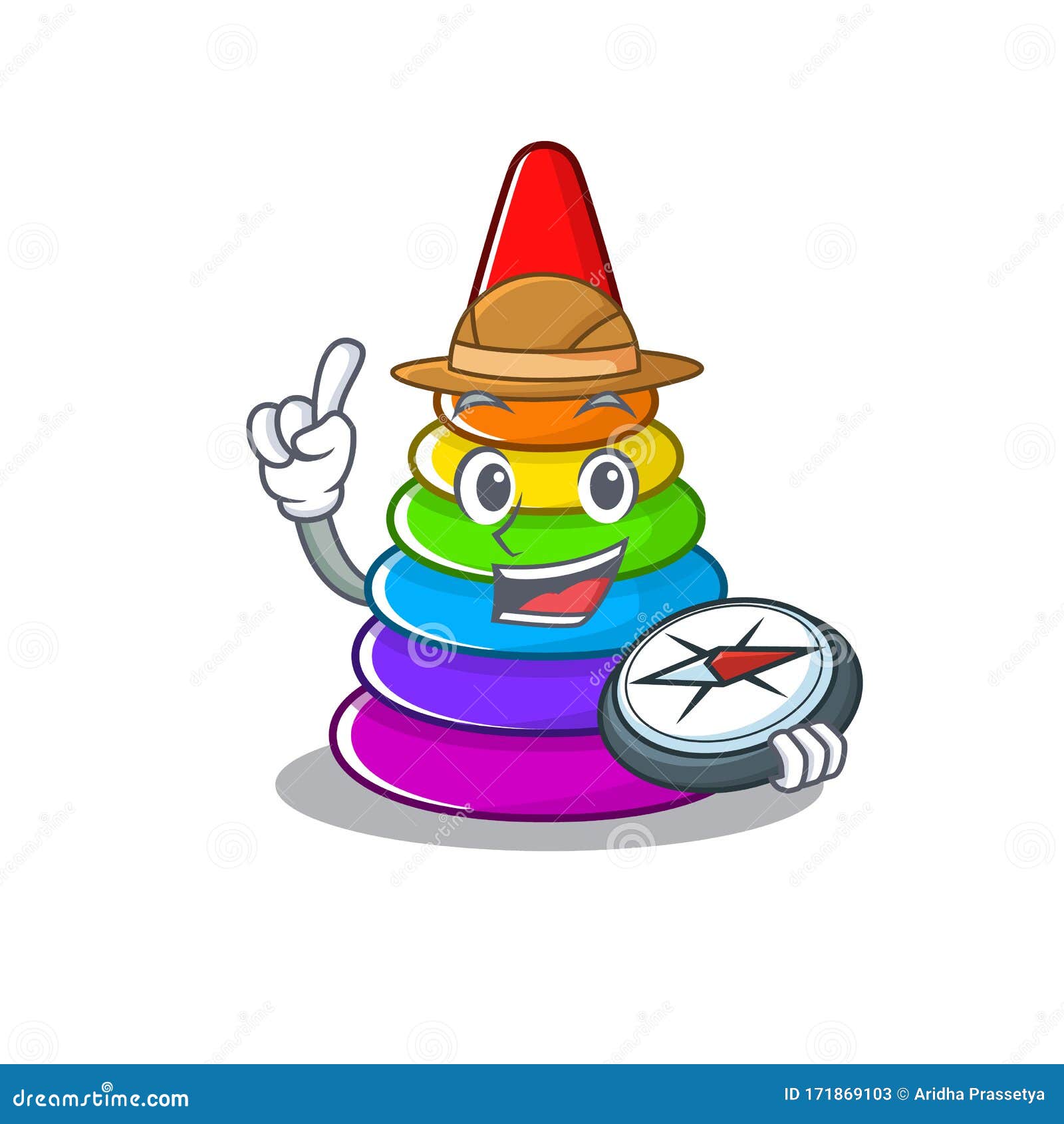 Toy Pyramid Experienced Explorer Using a Compass Stock Vector ...