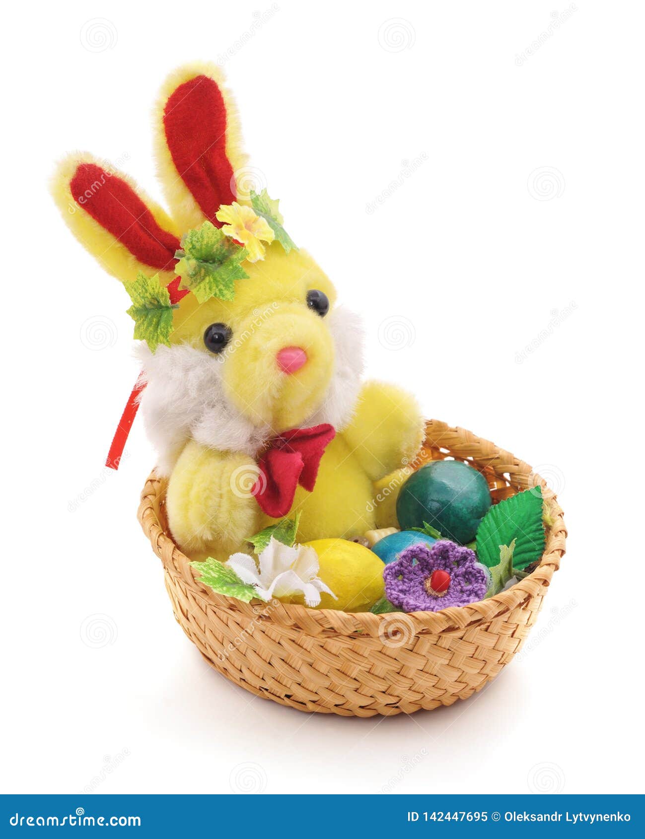 Toy Rabbit in Easter Basket Stock Image - Image of color, green: 142447695