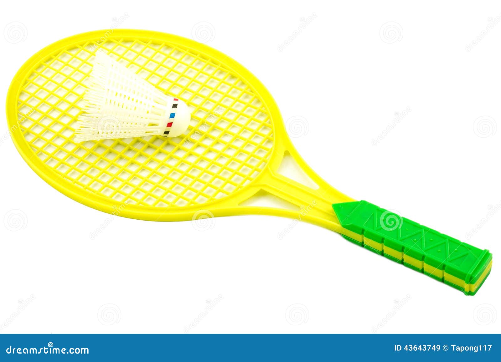 Toy racket and shuttlecock stock image. Image of white - 43643749