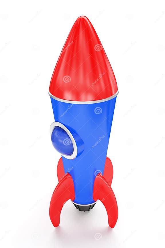 Toy Red and Blue Space Rocket Stock Illustration - Illustration of ...