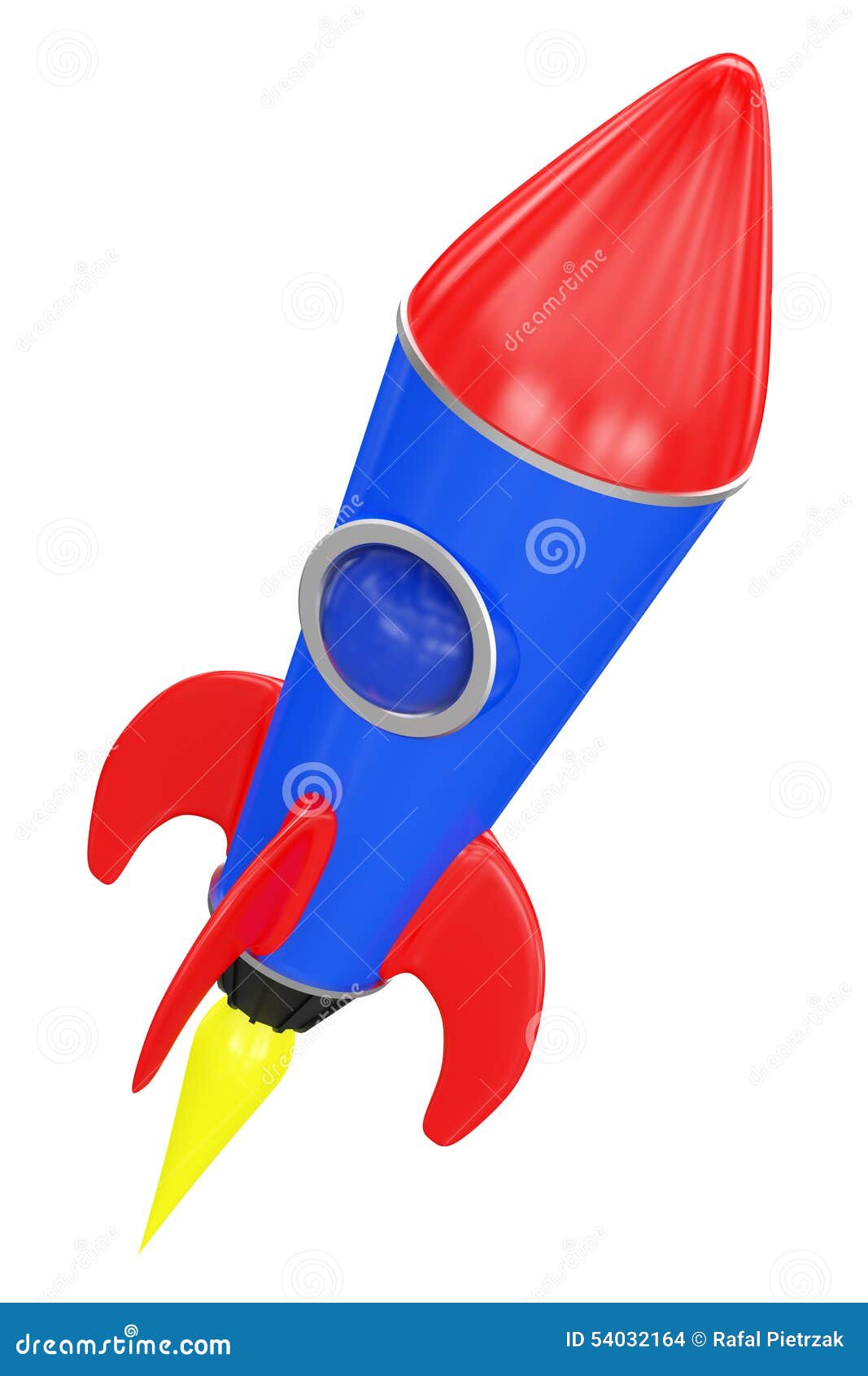 Toy Red and Blue Space Rocket Stock Illustration - Illustration of ...