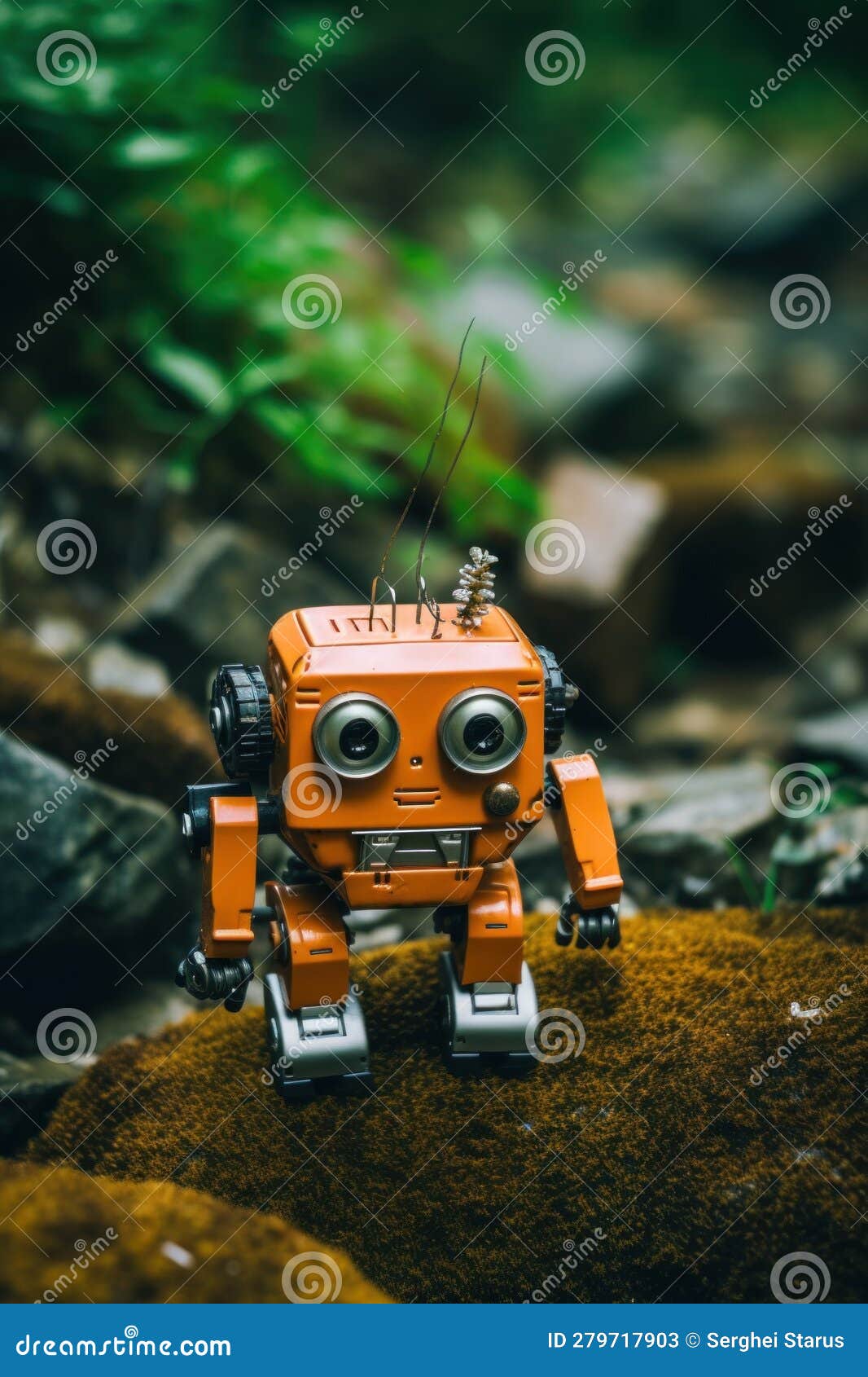 A Toy Robot Sitting on Top of a Pile of Rocks. Generative AI Image ...