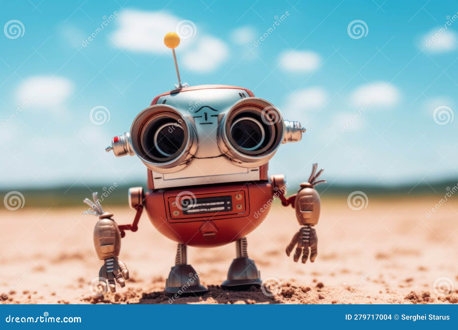 A Toy Robot is Standing in the Sand. Generative AI Image. Stock ...