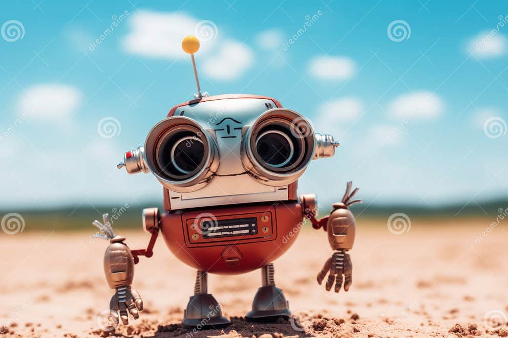 A Toy Robot is Standing in the Sand. Generative AI Image. Stock ...