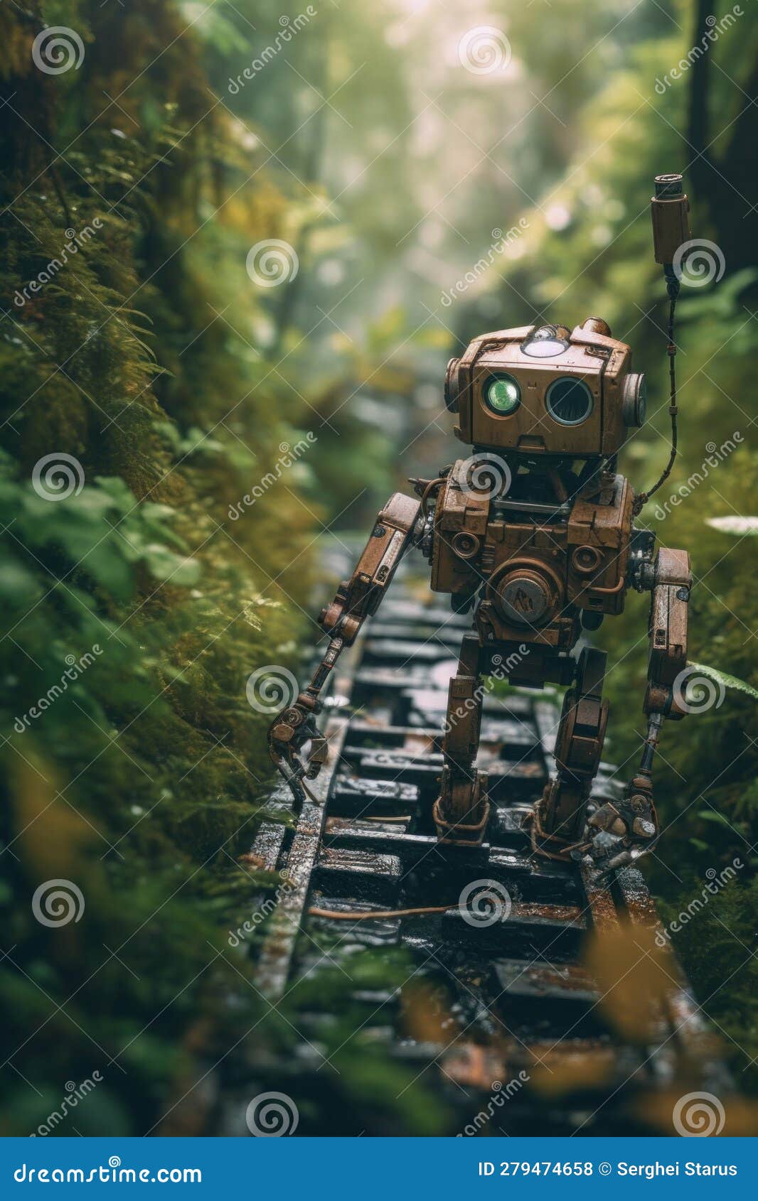 A Toy Robot that is Standing on a Train Track. Generative AI Image ...