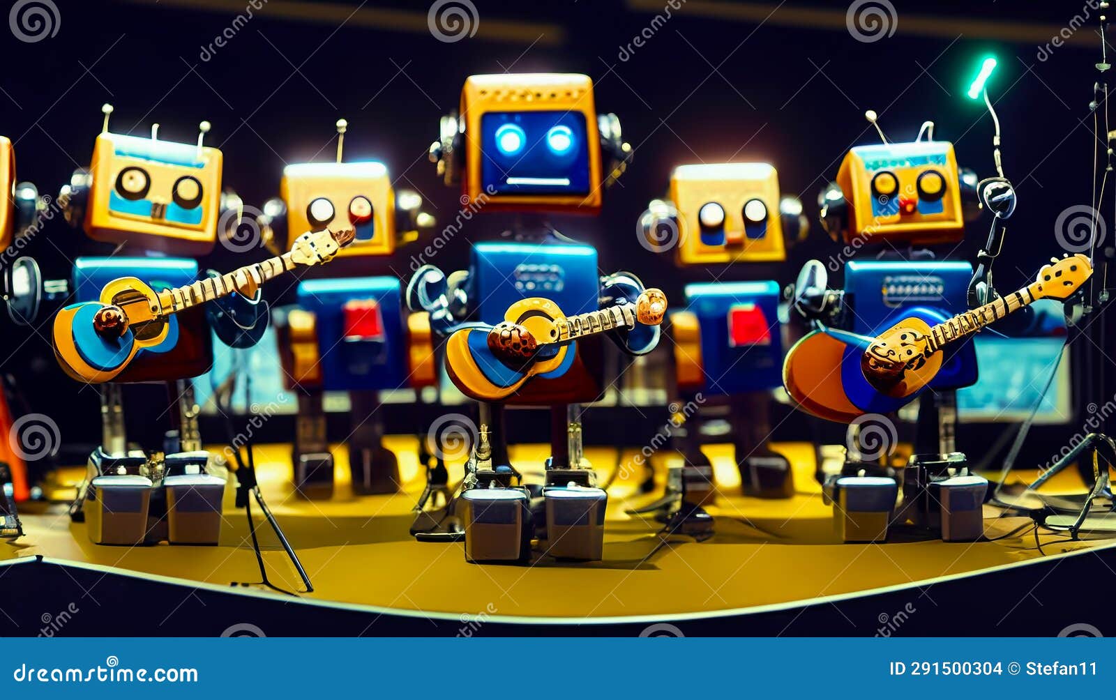 Toy robots concert stock illustration. Illustration of speech - 291500304