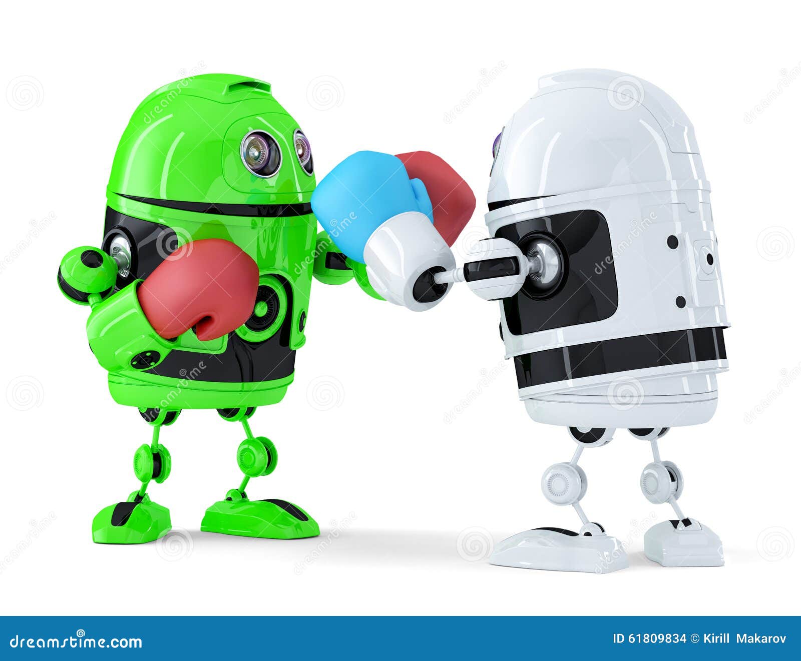 Robots Fighting, Vector Cartoon Stick Figure Illustration ...