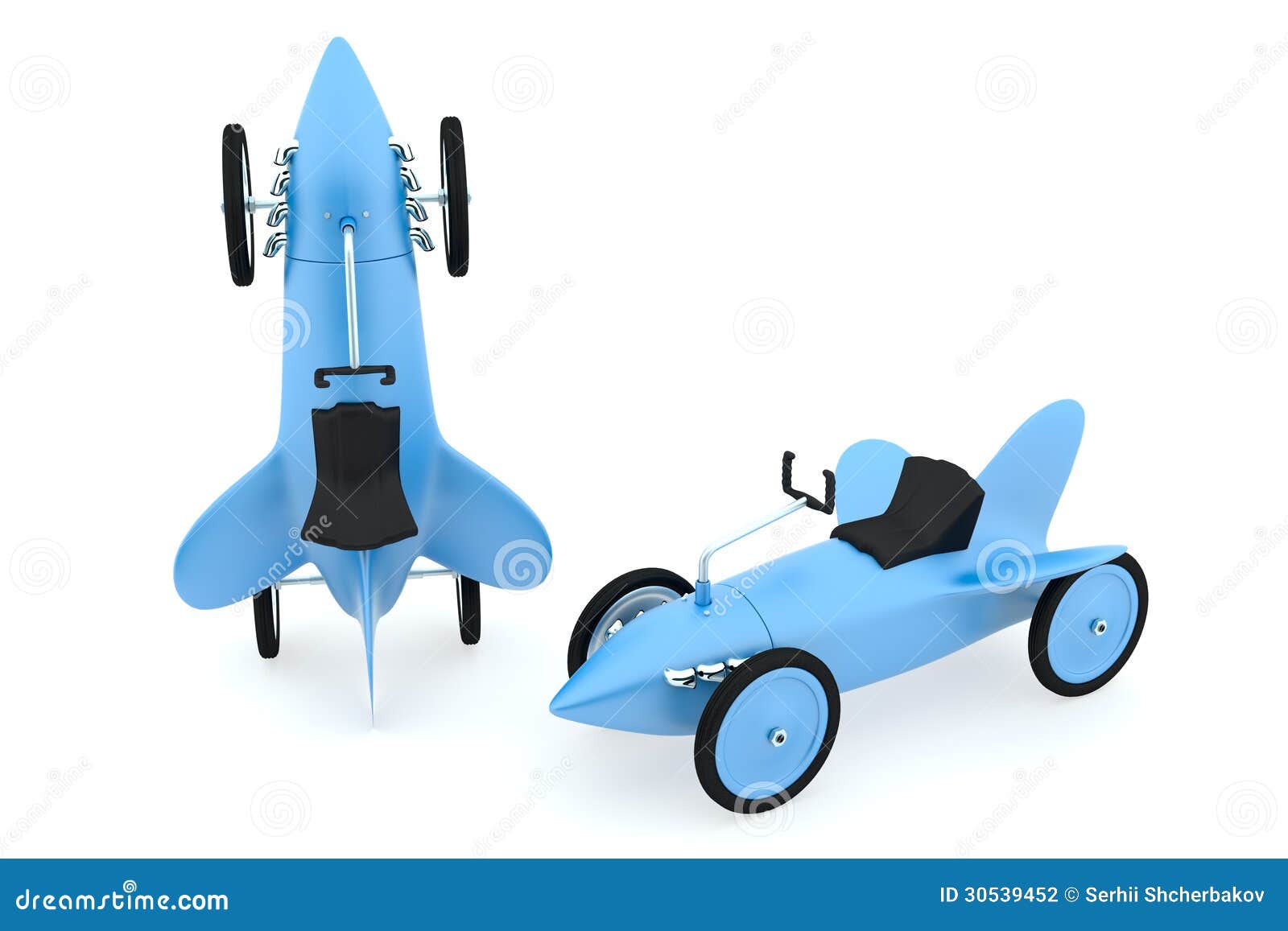 Toy Rocket-car Collection, Blue Color Stock Illustration - Illustration ...