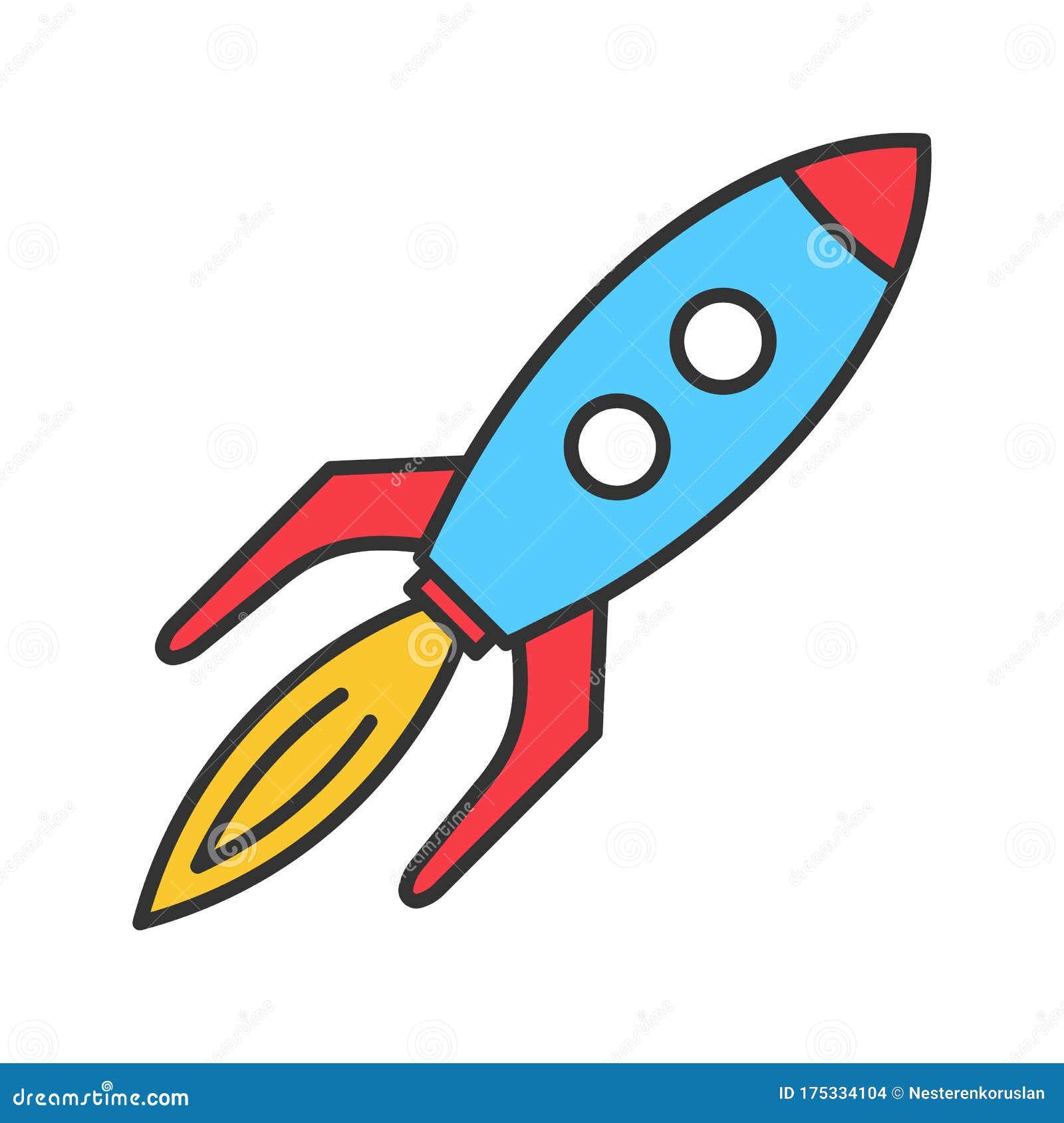 Toy rocket color icon stock vector. Illustration of cute - 175334104
