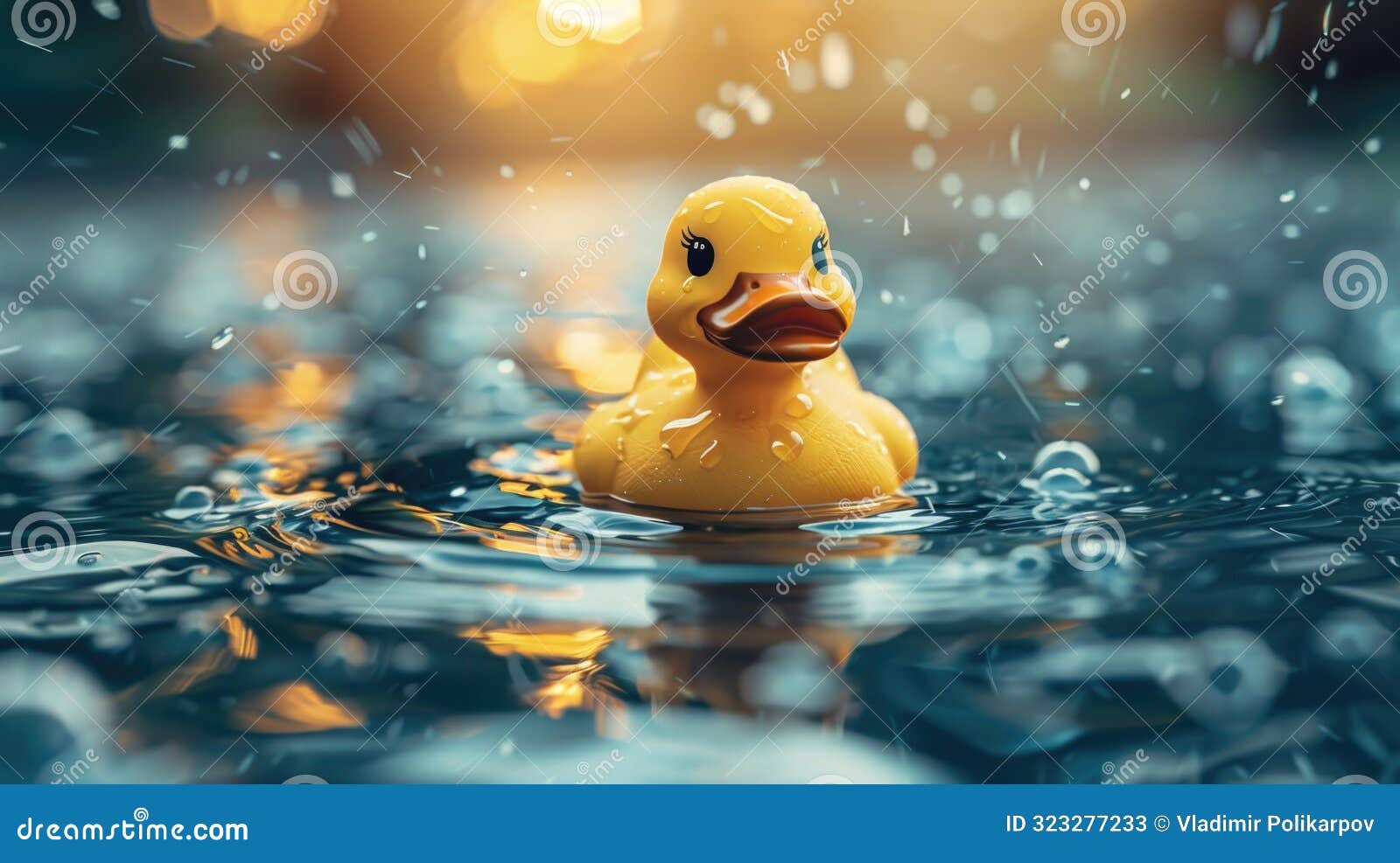 A Toy Rubber Duck Floating In A Pool Of Calm Water, Suitable For Use As ...