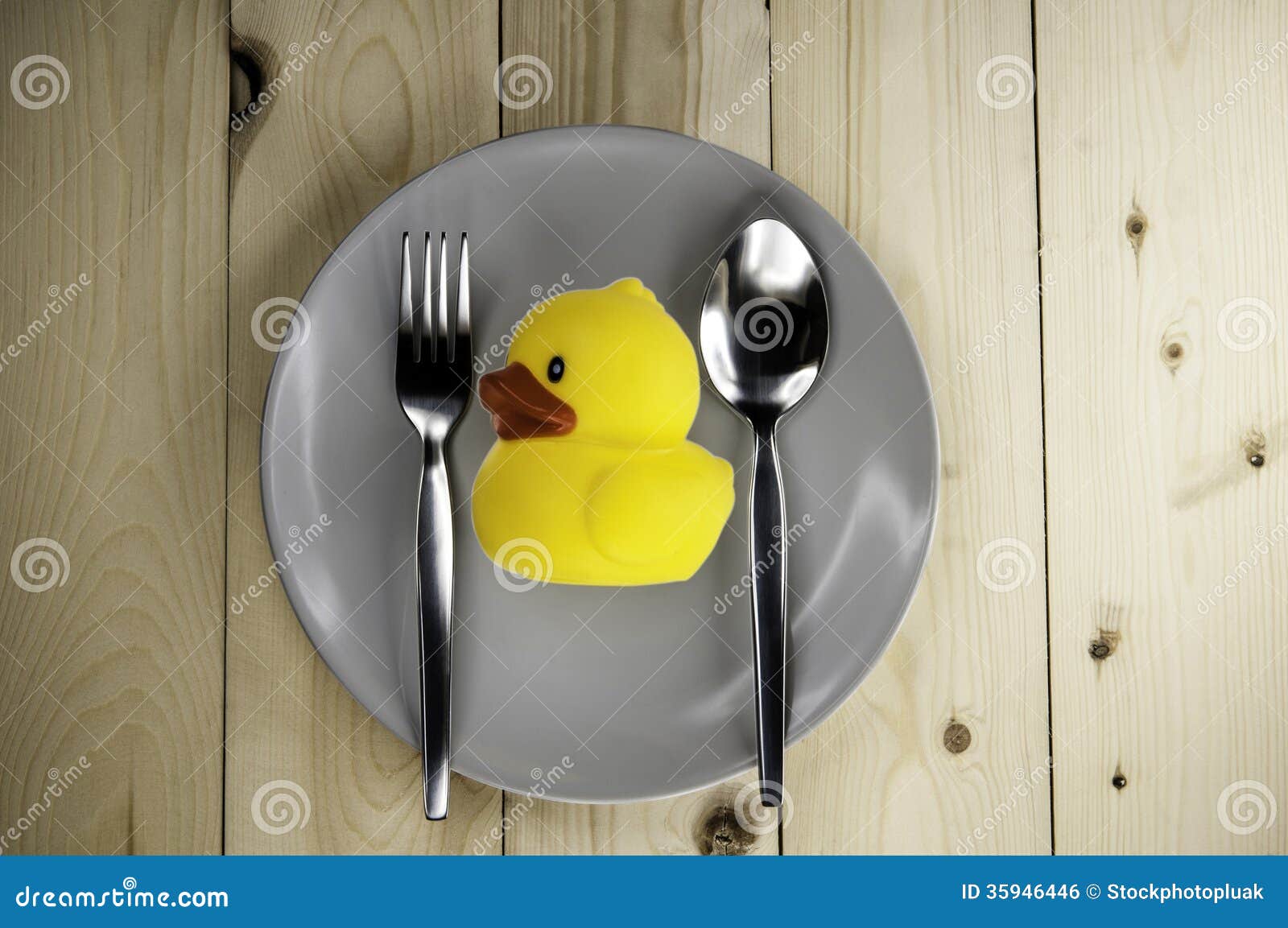 Toy rubber duck on a plate stock photo. Image of cute - 35946446
