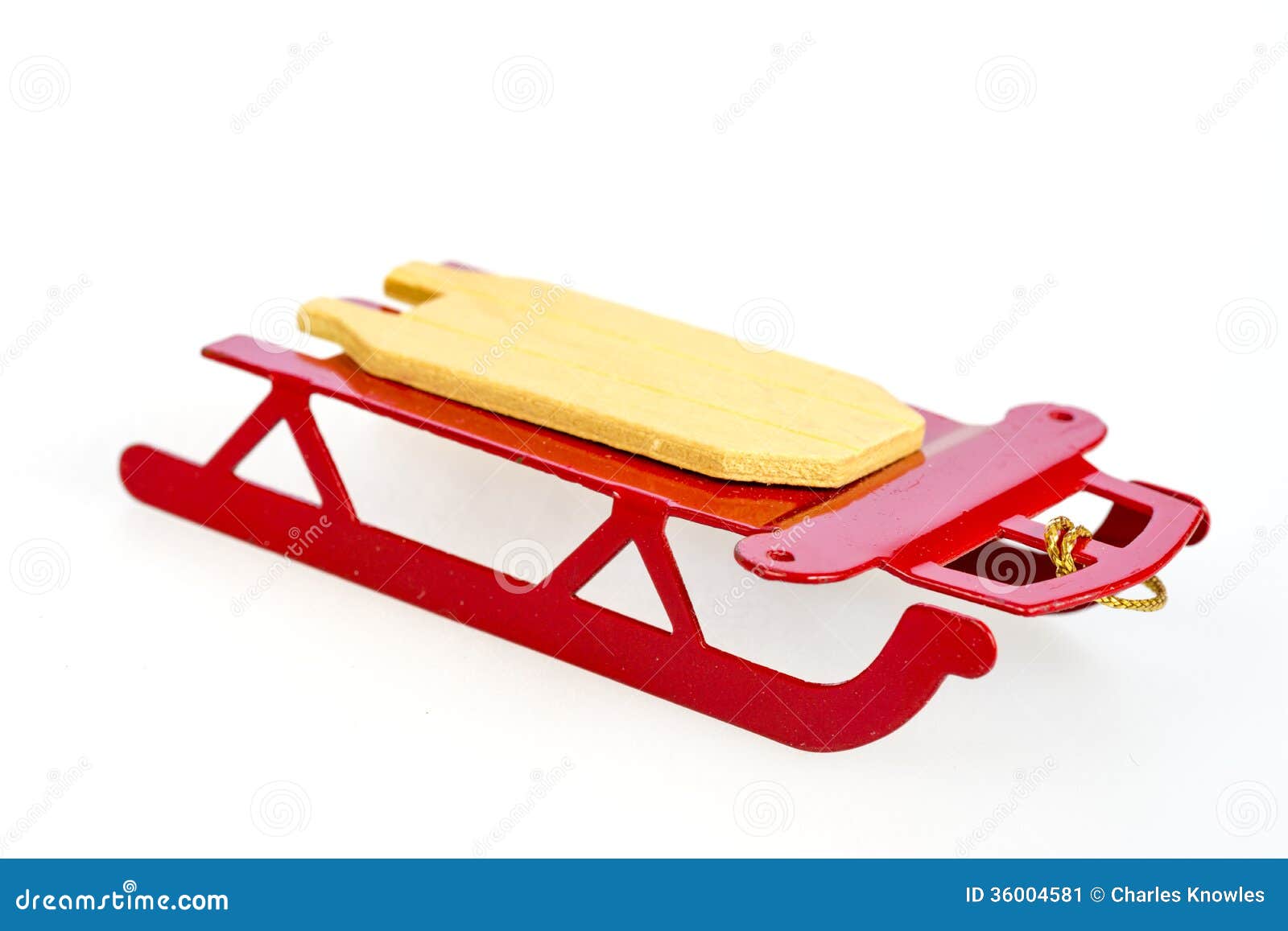 Toy Sled Christmas Ornament Wtih a String Stock Image - Image of ...