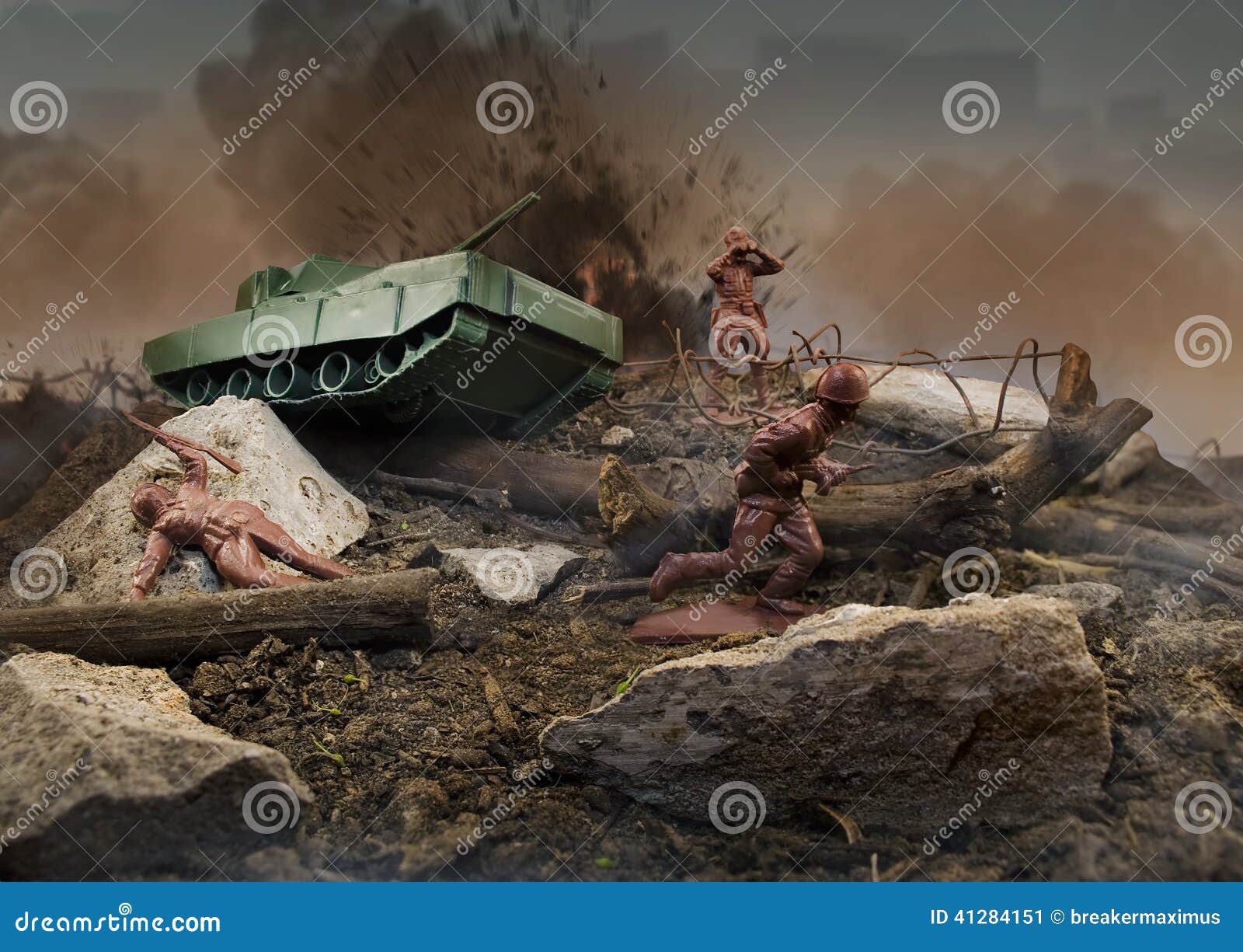 Toy soldiers battle scene stock image. Image of still - 41284151
