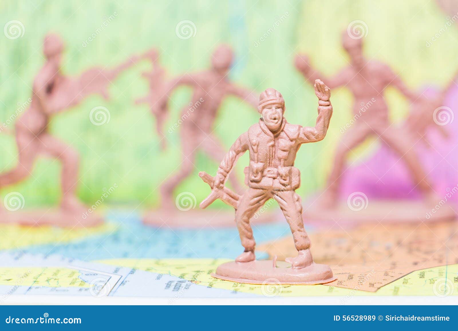 Toy Soldiers on Paper Map Background Stock Image - Image of childhood ...