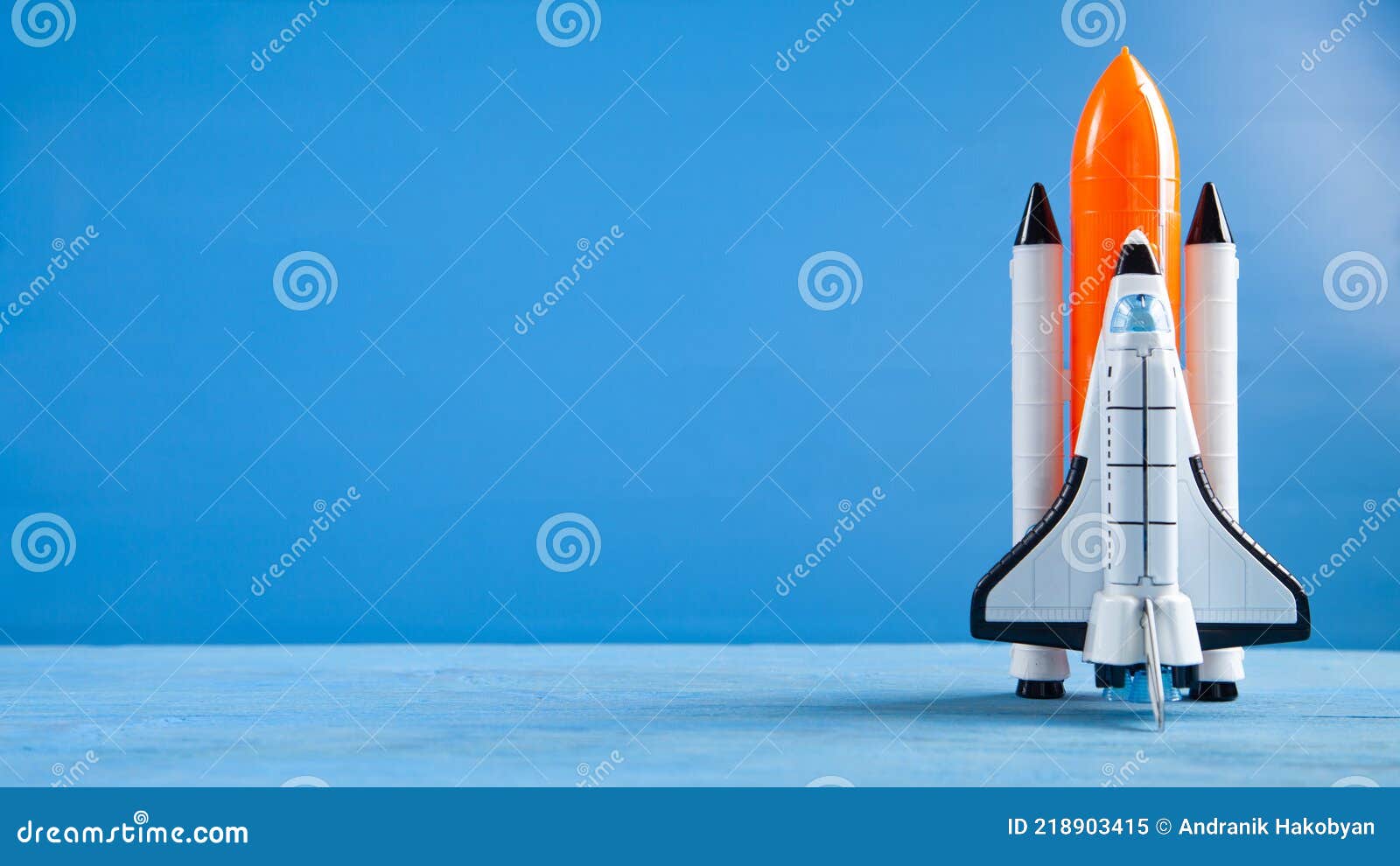 Toy Space Shuttle on Blue Background. Rocket Launch Stock Image - Image ...