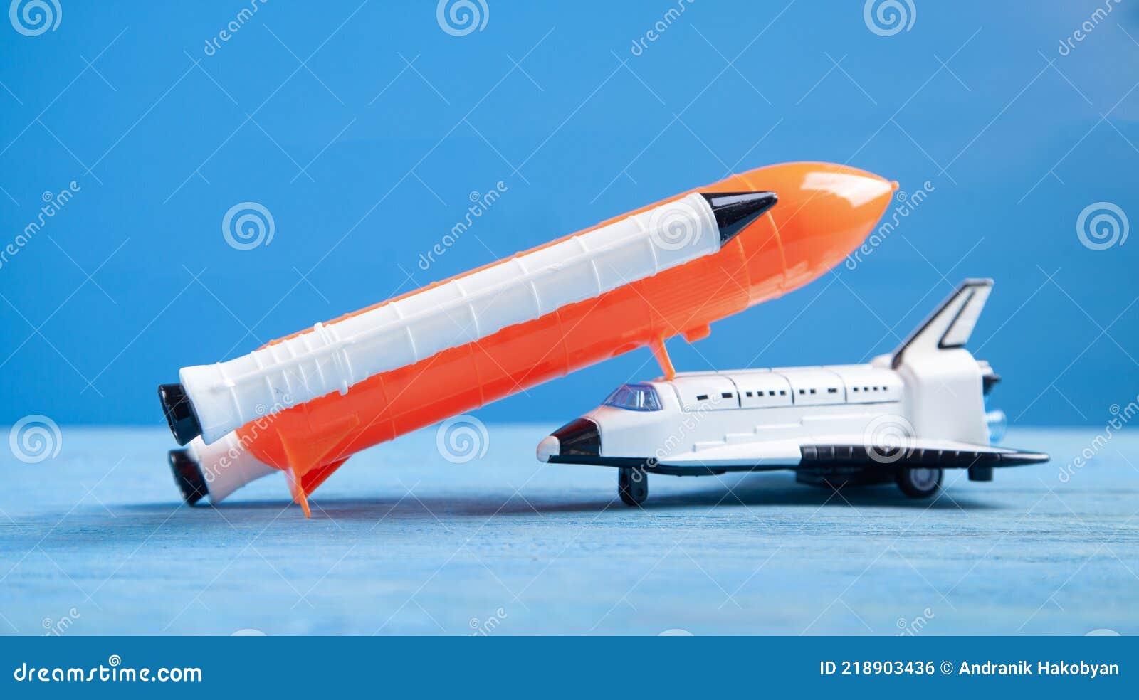 Toy Space Shuttle on Blue Background. Rocket Launch Stock Photo - Image ...