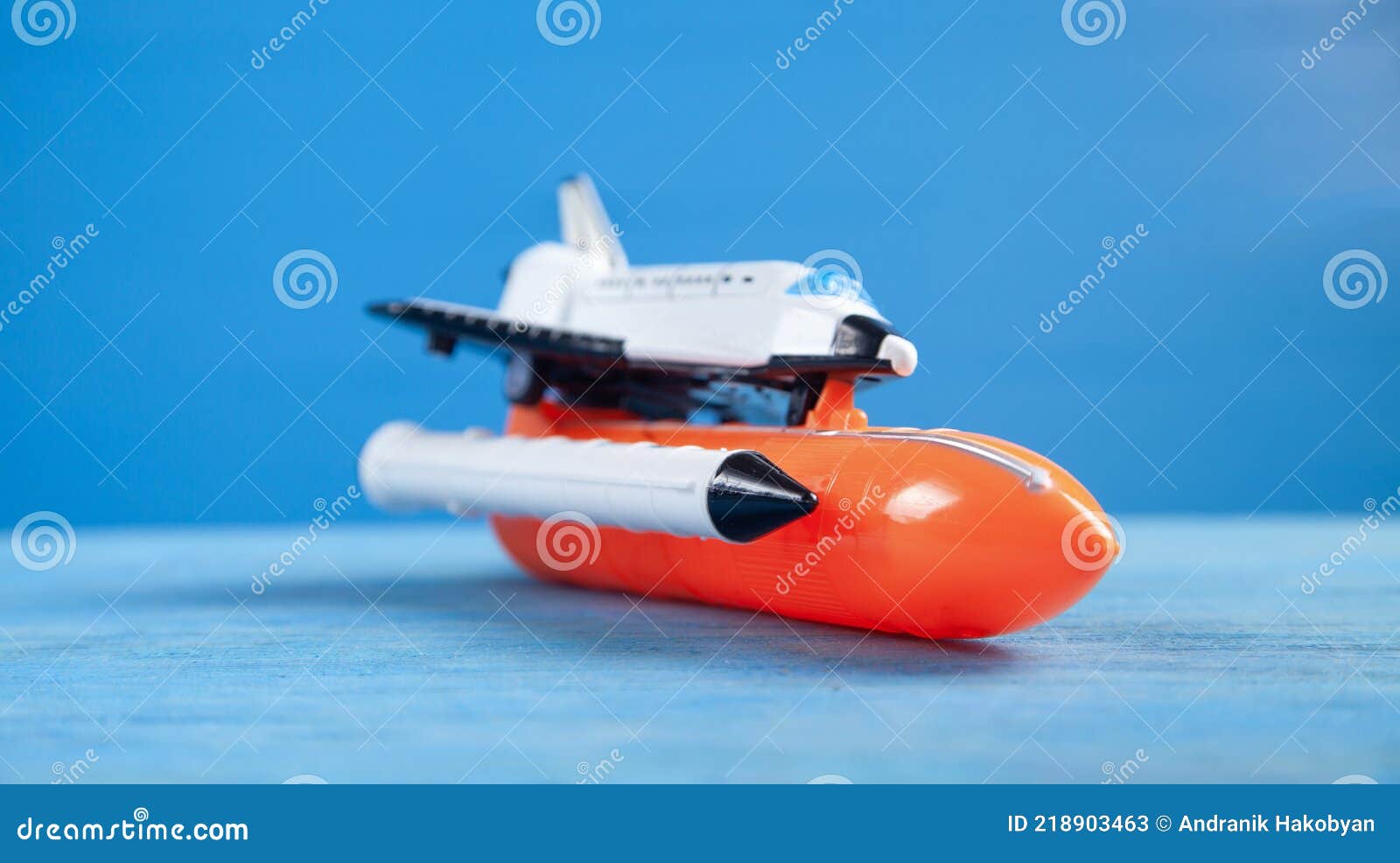 Toy Space Shuttle on Blue Background. Rocket Launch Stock Image - Image ...