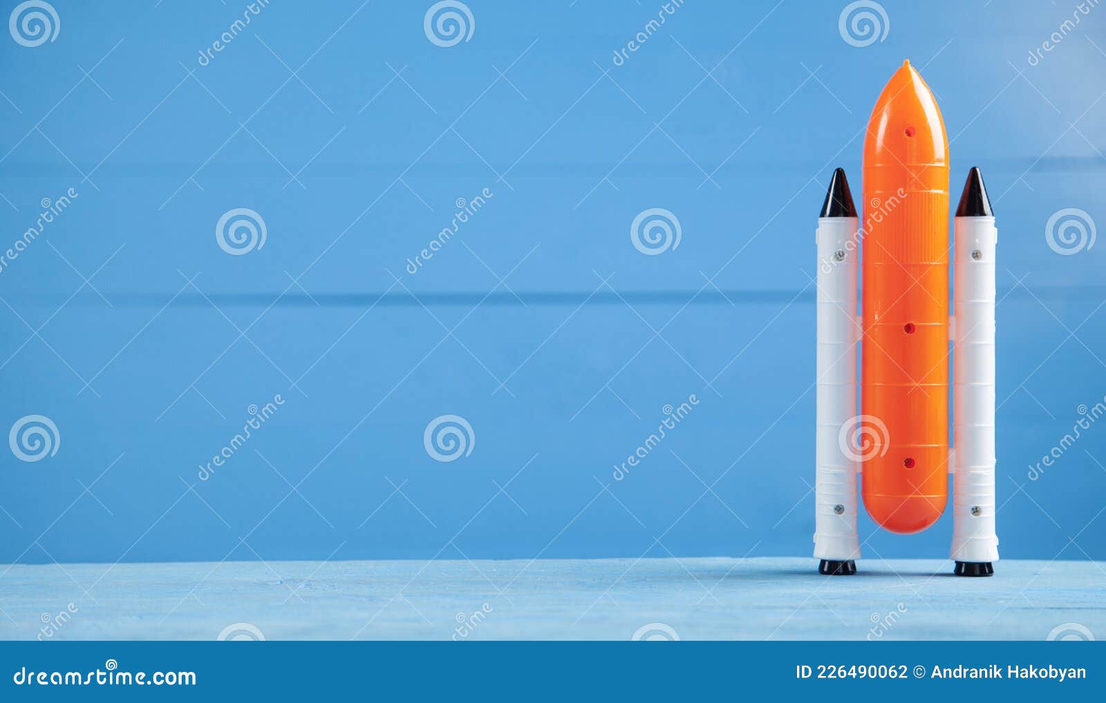 Toy Space Shuttle on Blue Background. Rocket Launch Stock Photo - Image ...